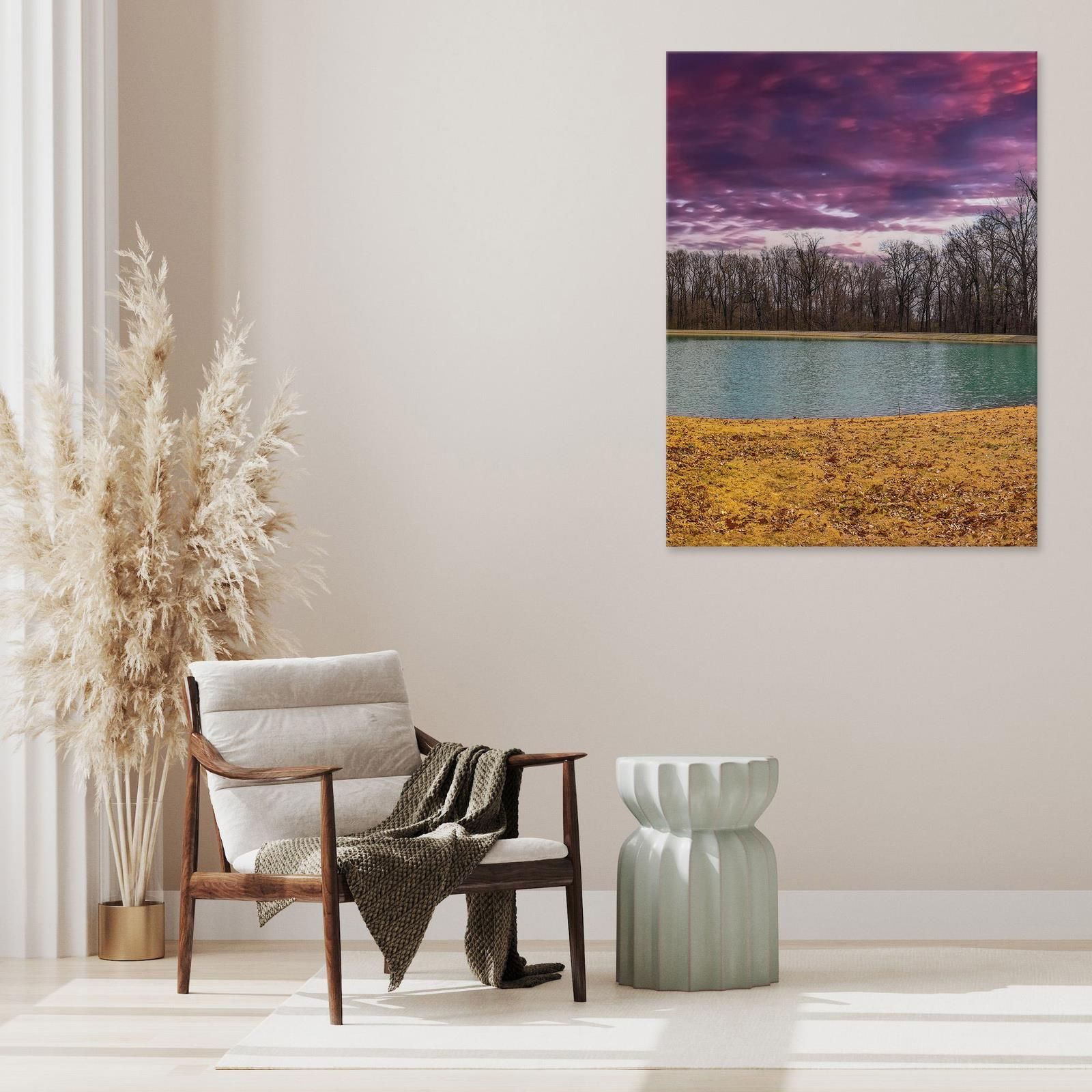Mpink Obraz Na Płótnie Fioletowe Niebo Staw Drzewa Jesień 40X80Cm - Opinie i atrakcyjne ceny na ...
