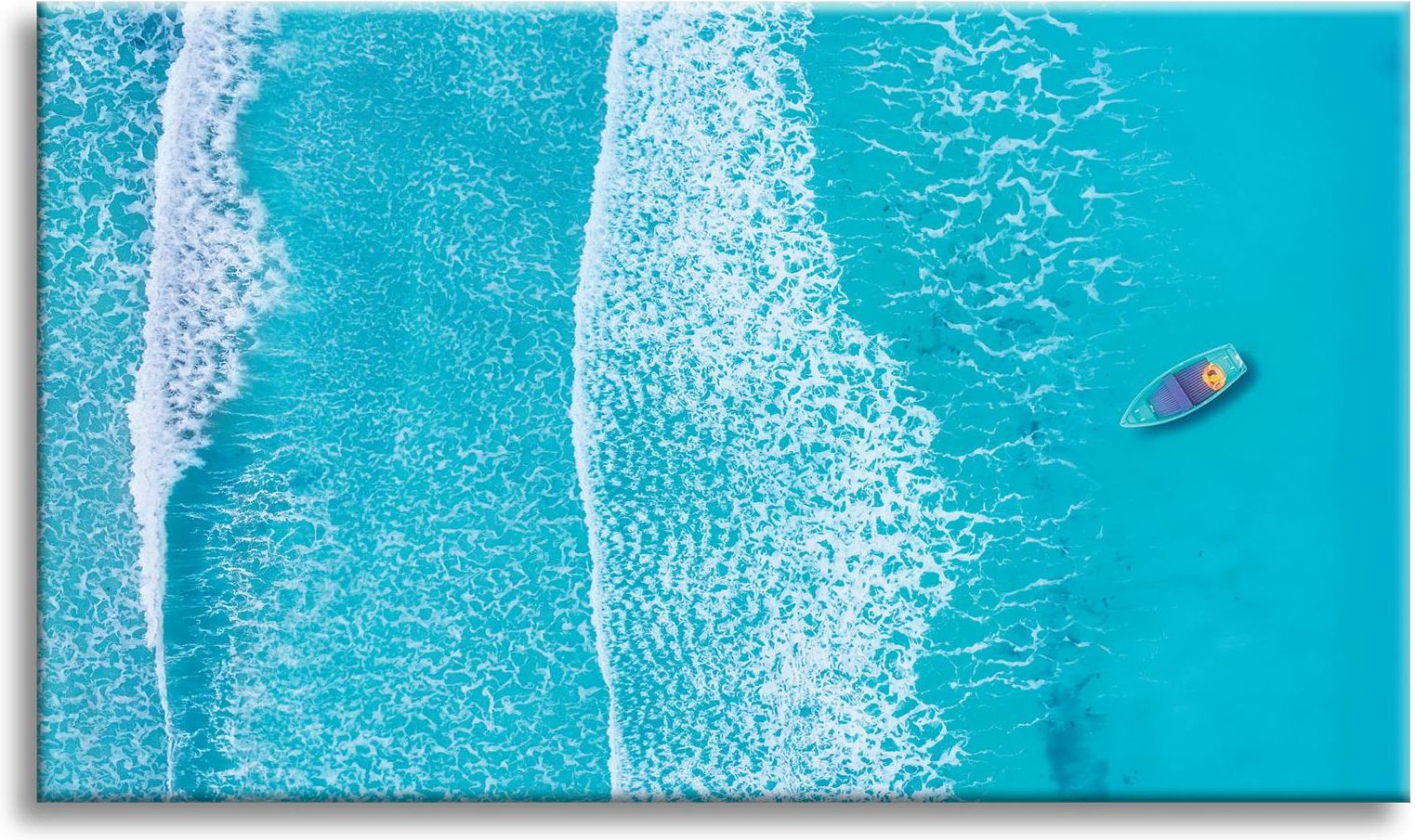 Mpink Obraz Na Płótnie Niebieska Łódka Fale Woda Ocean 120X80Cm ...