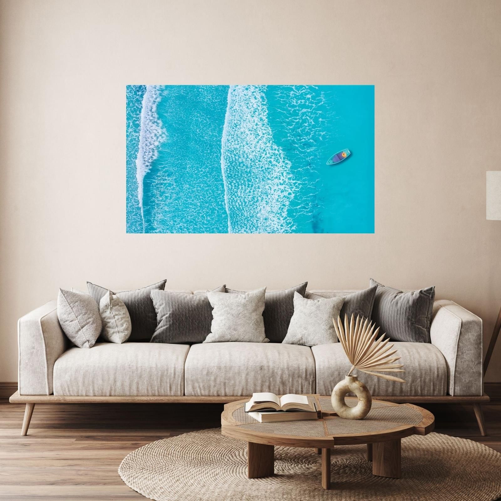 Mpink Obraz Na Płótnie Niebieska Łódka Fale Woda Ocean 80X40Cm - Opinie ...