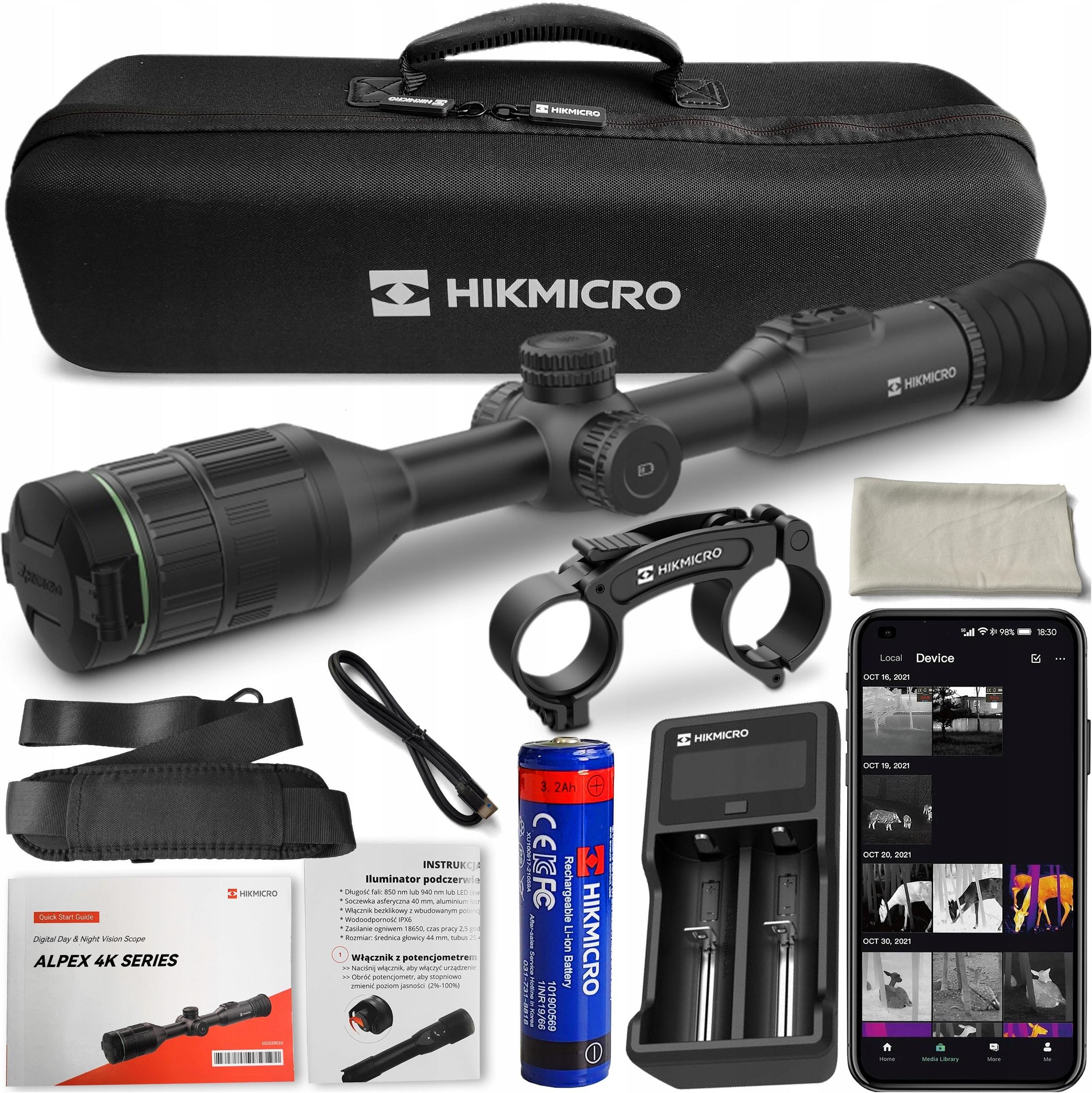 Bez Marki Luneta Celownicza Noktowizyjna Hikmicro Alpex 4K A50E+Uchwyt ...