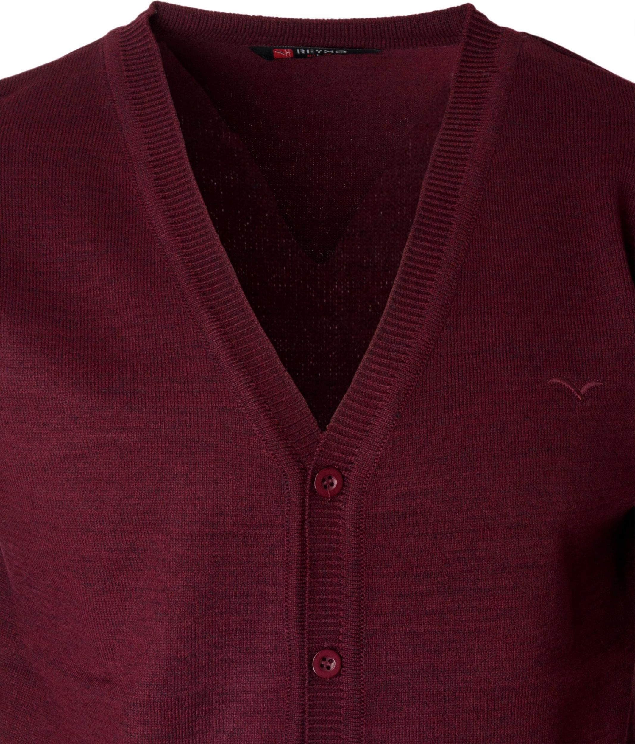 Sweter Męski Kardigan Zapinany Na Guziki Bordo Turecki Jesienny Reymo R ...