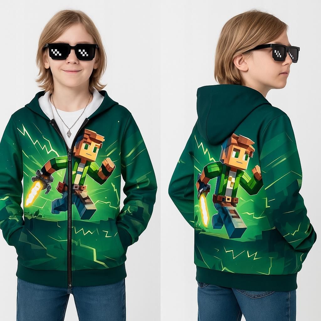 Bluza Okulary dresowa sportowa 134 Minecraft chłopięca z kapturem na zamek - Ceny i opinie ...