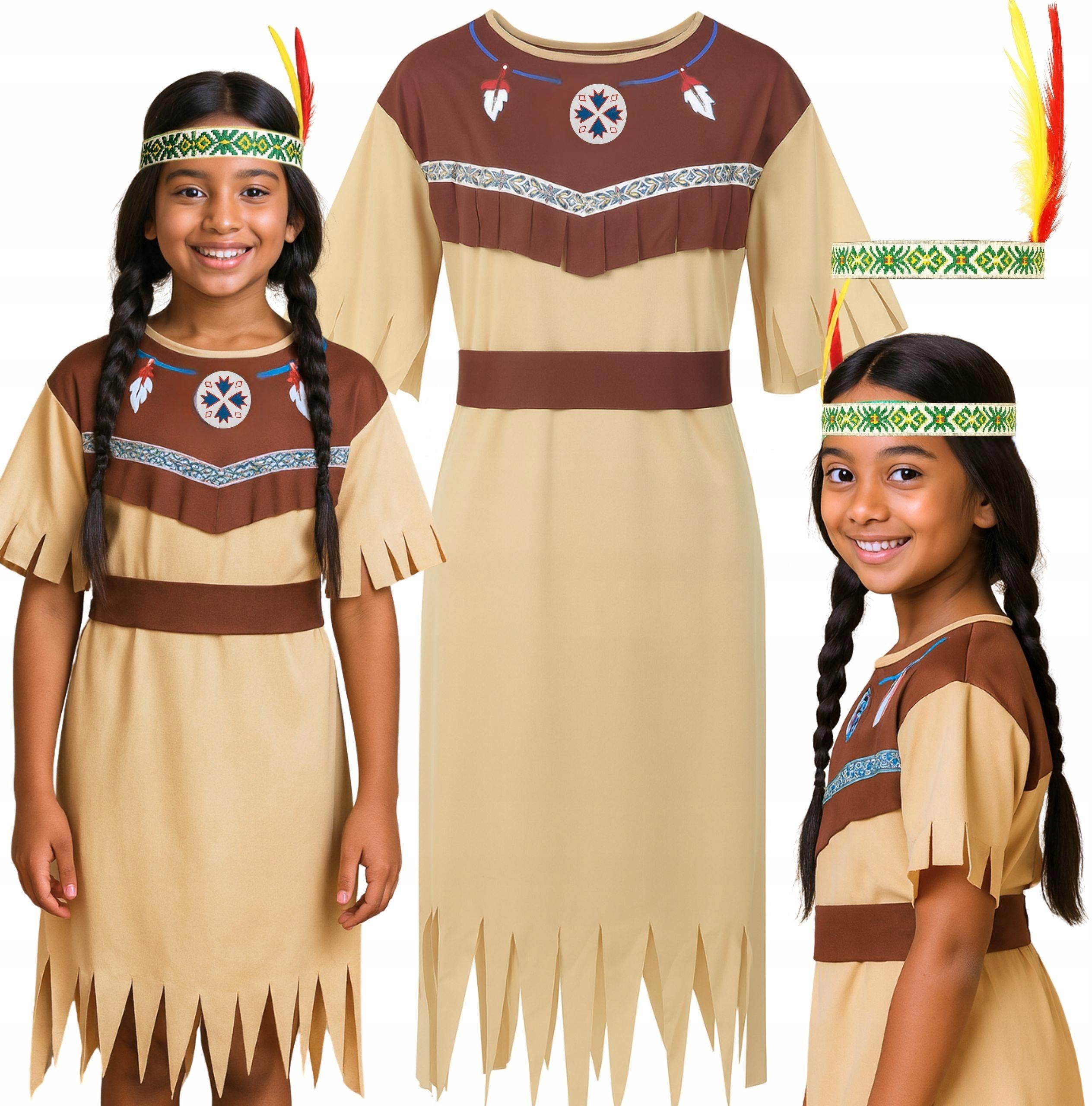 Strój Indiański Mała Indianka Przebranie Indianina Pióropusz Apacz 110 116 - Ceny i opinie ...
