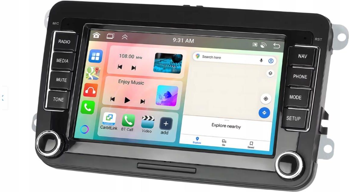 Radioodtwarzacz samochodowy Smart-Auto Radio Nawigacja Gps Volkswagen T5 2010-2015 8GB 128GB ...