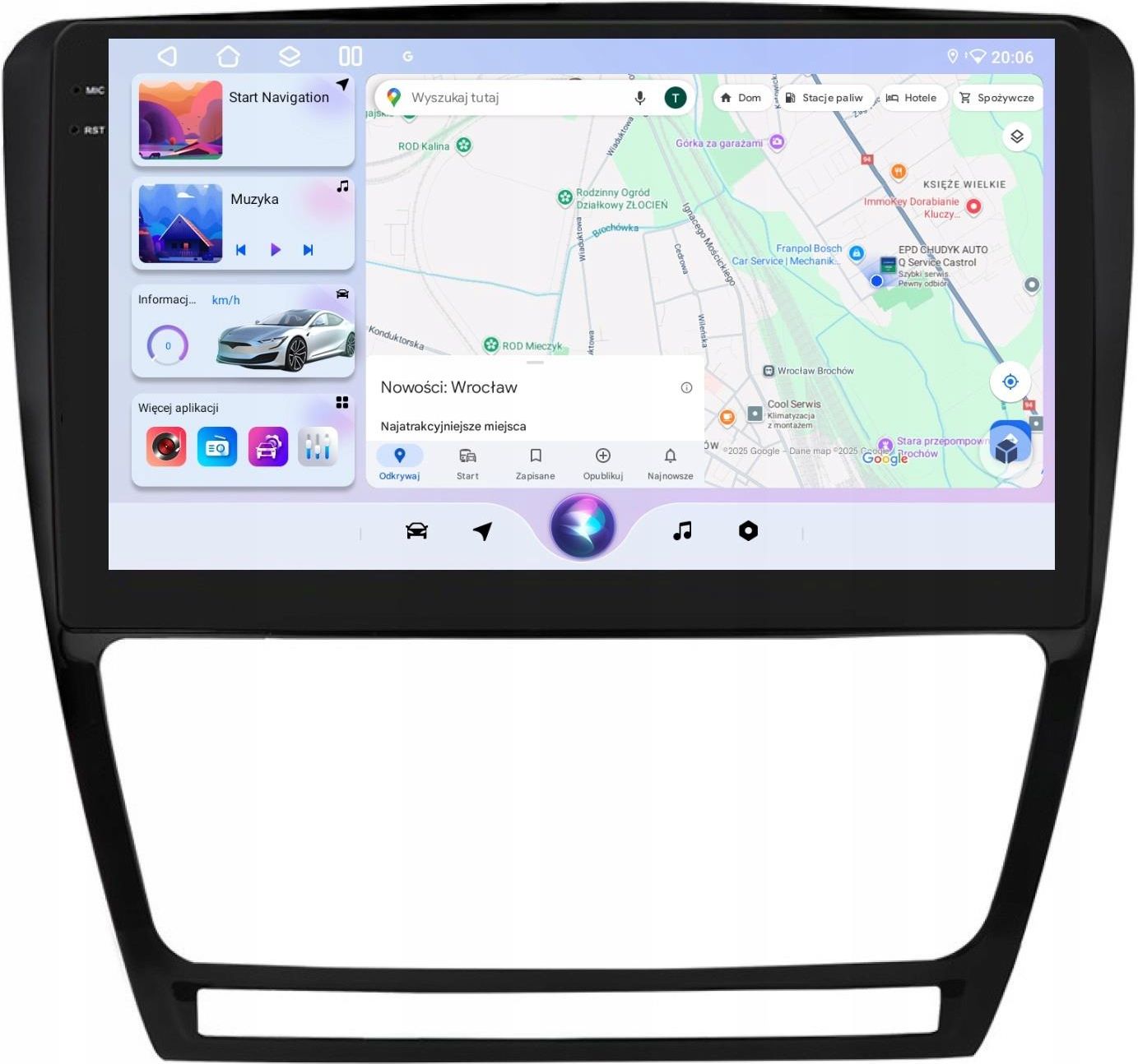 Radioodtwarzacz samochodowy Marsdev 2DIN Nawigacja Skoda Octavia 2 S662 3/32 Gb Dsp Carplay Lte ...