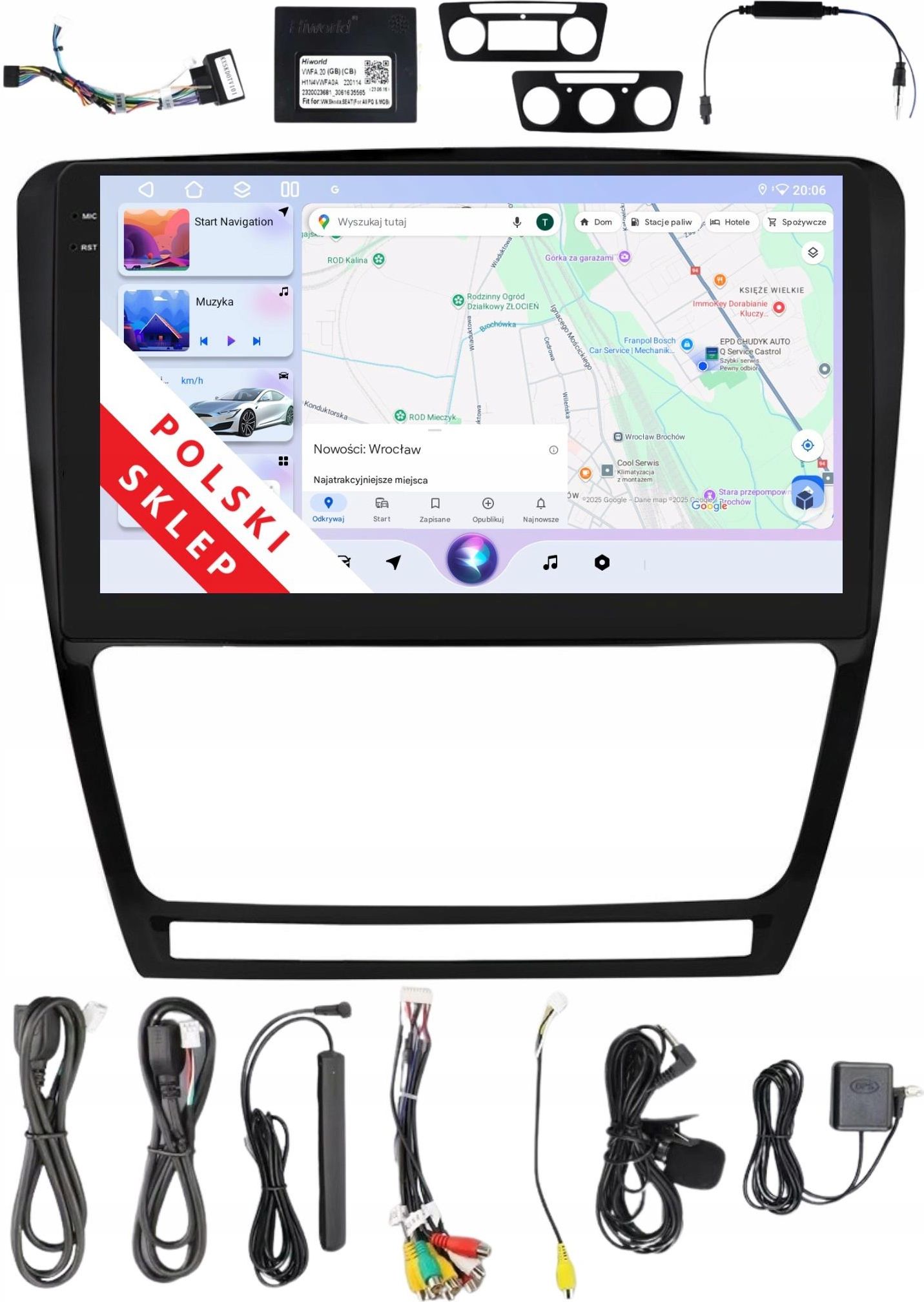 Radioodtwarzacz samochodowy Marsdev 2DIN Nawigacja Skoda Octavia 2 S662 3/32 Gb Dsp Carplay Lte ...