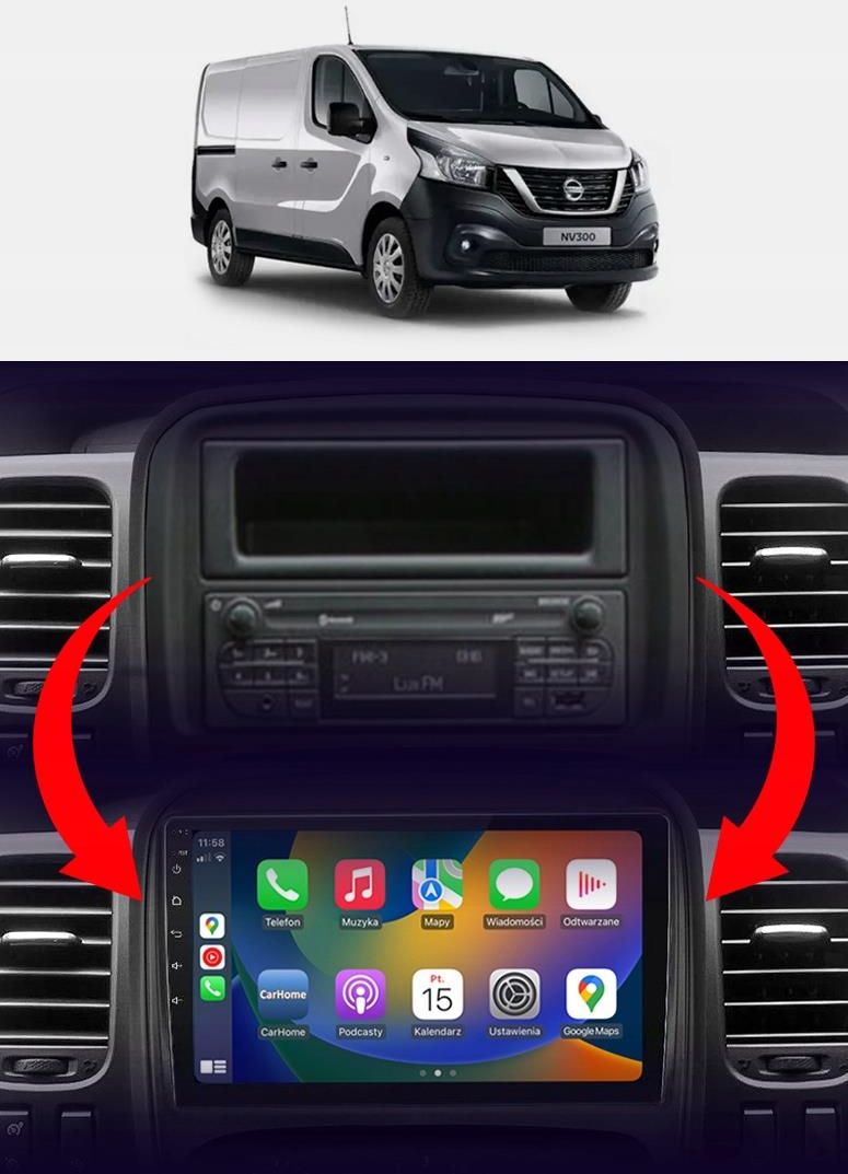 Radioodtwarzacz samochodowy Ncs Radio Samochodowe ZQ9 Nissan NV300 2016-2020 Android 8GB Lte ...