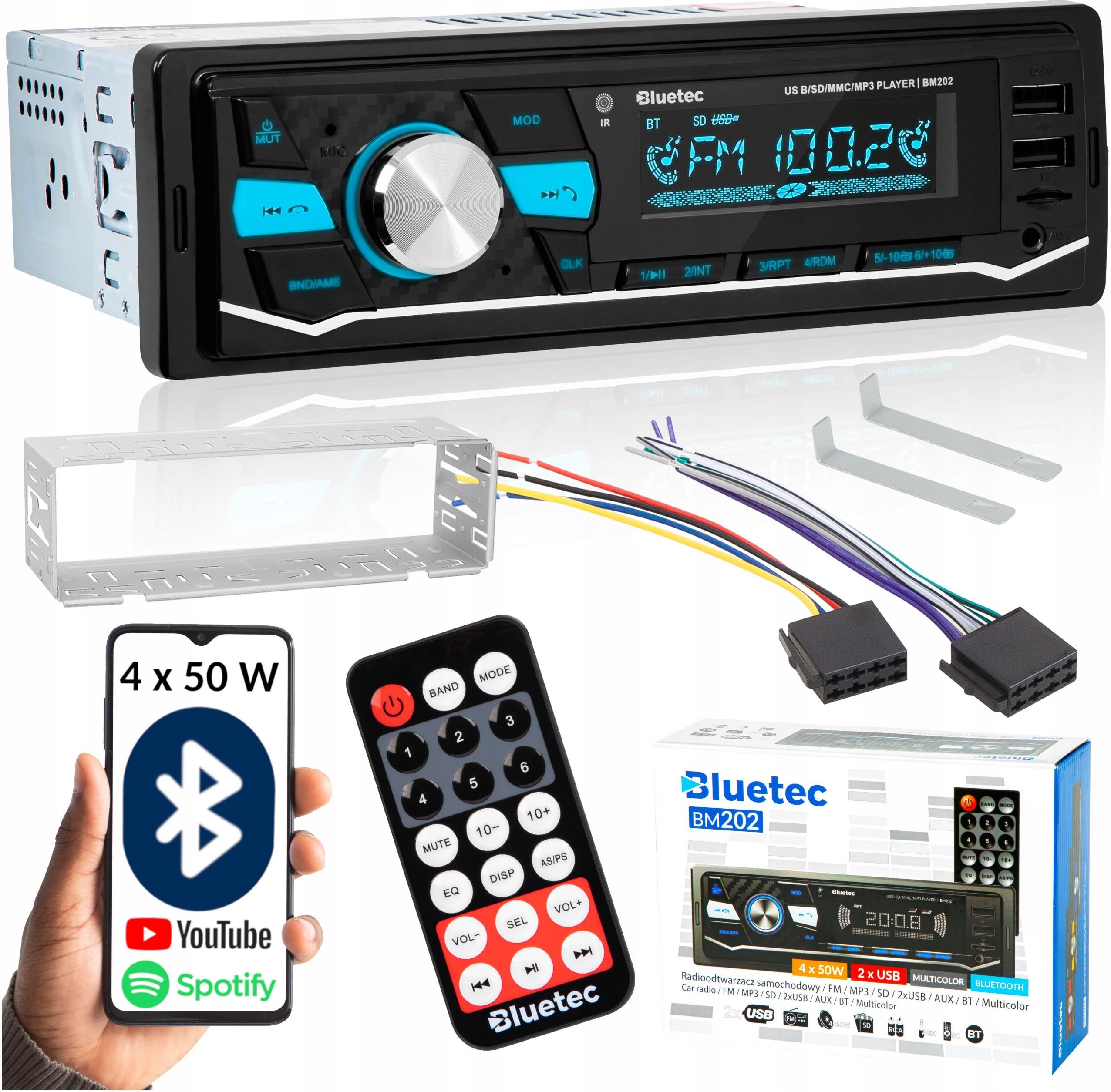 Radioodtwarzacz samochodowy Bluetec Bt Bluetooth 2x Głośniki 16,5CM ...