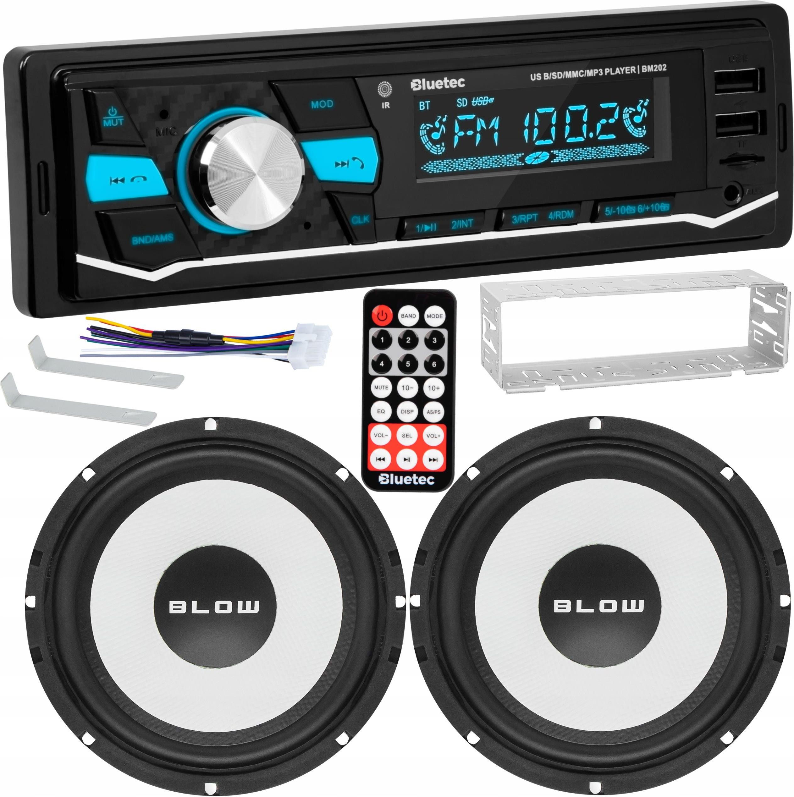 Radioodtwarzacz samochodowy Bluetec Bt Bluetooth 2x Głośniki 16,5CM ...