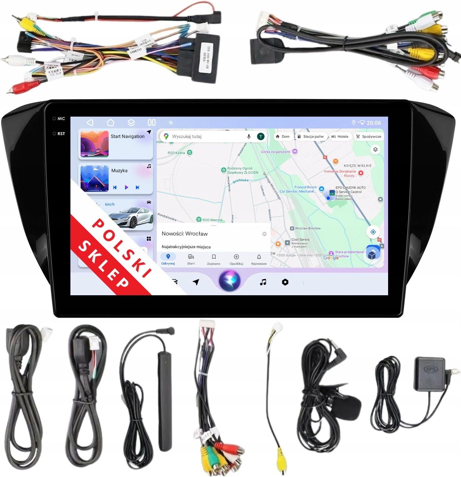 Radioodtwarzacz samochodowy Marsdev Radio 2DIN Nawigacja Android Skoda Superb III 3 6/128 Gb Dsp ...