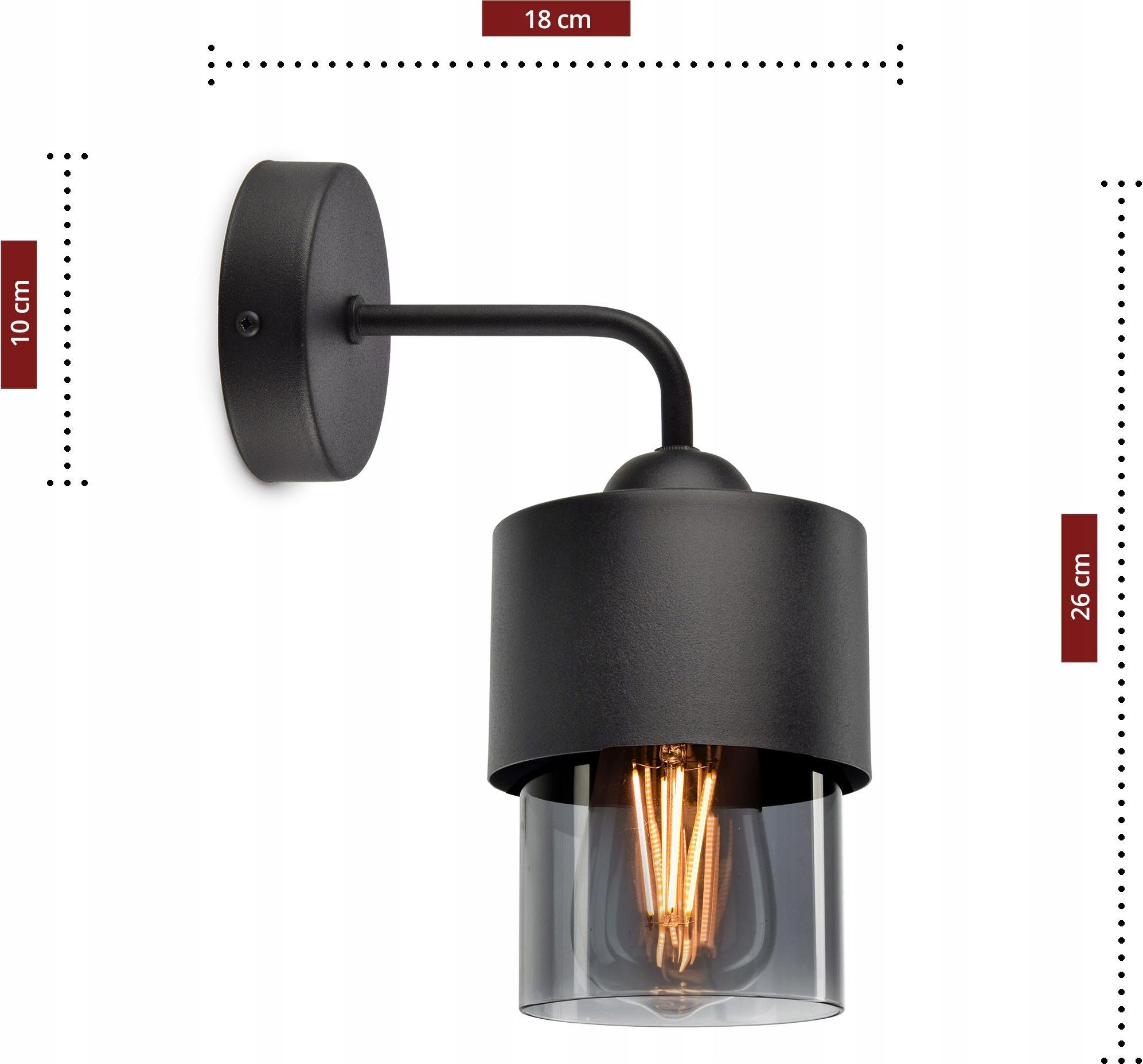Lampa Luxolar Lampa Ścienna Kinkiet Klosz Metal Szkło Grafit Led ...