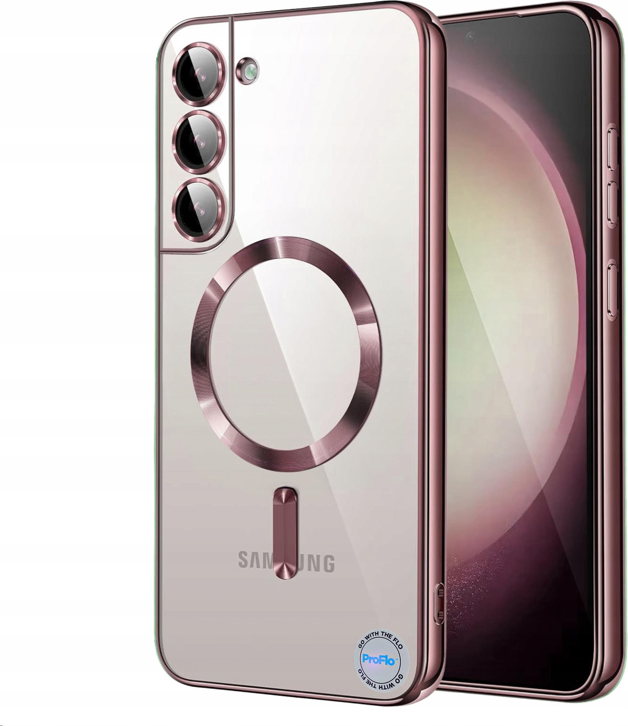 Proflo Etui do Samsung S22 5G Różowe Rose Gold Przezroczyste do MagSafe ...