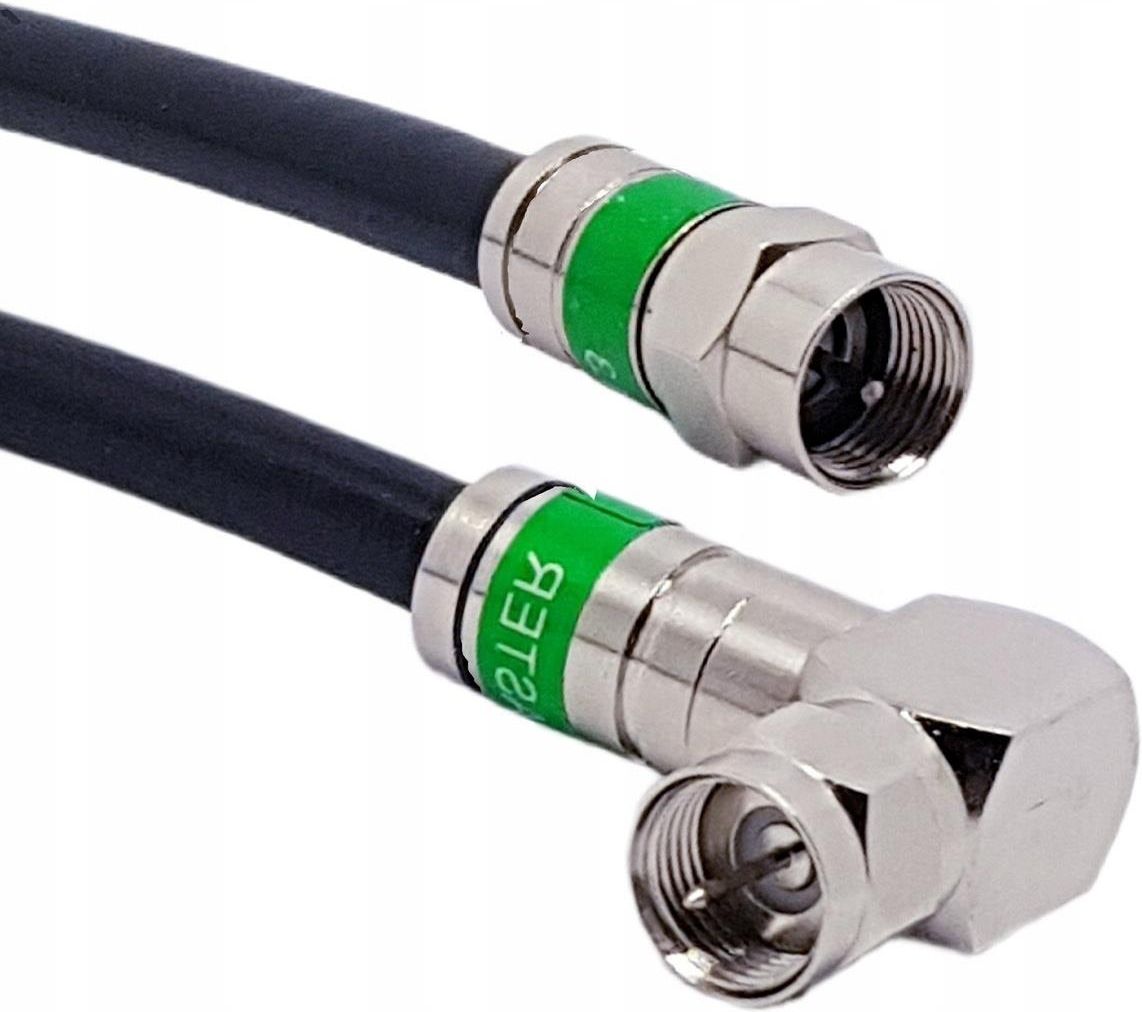 Kabel koncentryczny przewód antenowy 5M czarny Wtyk F-Wtyk F Kątowy ...