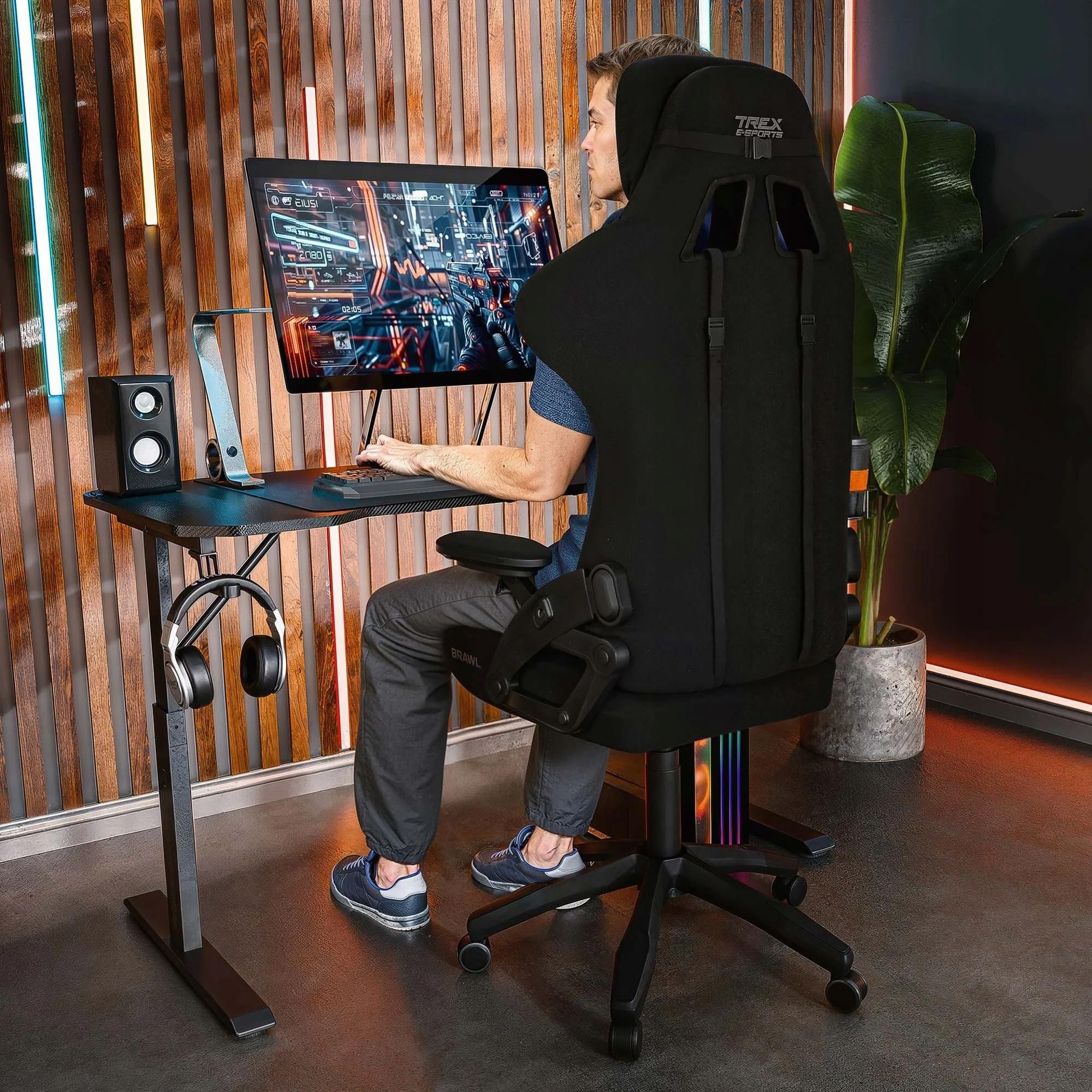 Trex E-Sports Biurko Gamingowe Regulowane 120x60cm Wysokość 56-79cm ...