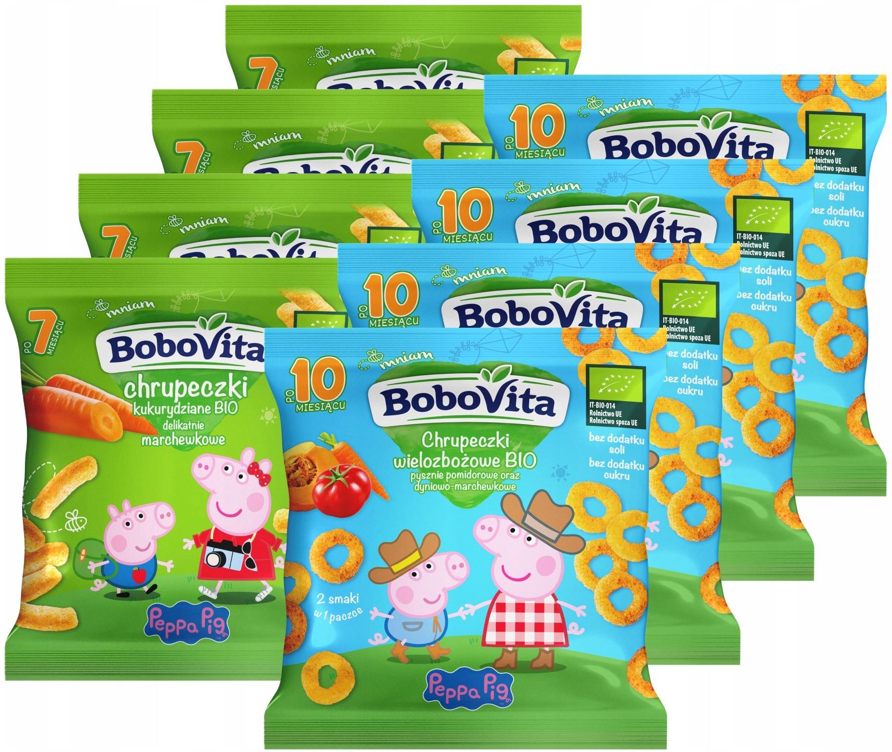 BoboVita Peppa Pig chrupeczki pomidorowe i marchewkowe ZESTAW 8x20 g ...
