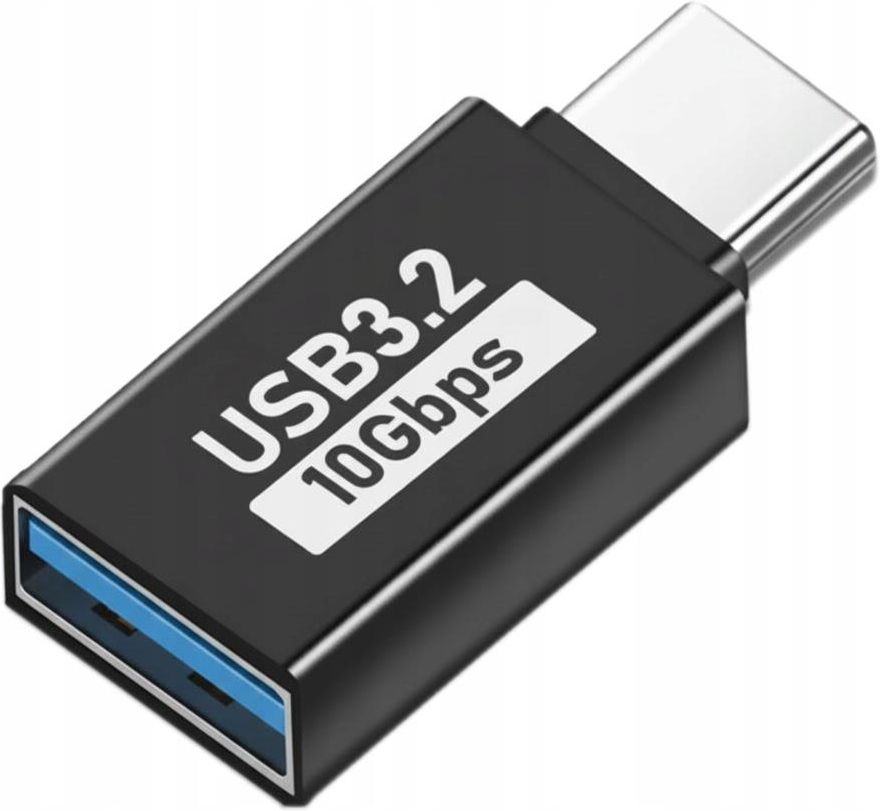 CZARNY ADAPTER ZŁĄCZKA PRZEJŚCIÓWKA Z KABLA Z USB - A NA USB-C 3.2 10 ...