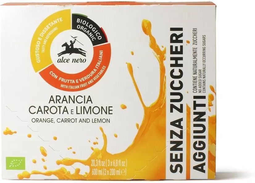 Alce Nero Włoskie Produkty Napój Jabłko Pomarańcza Marchew Cytryna Bez ...