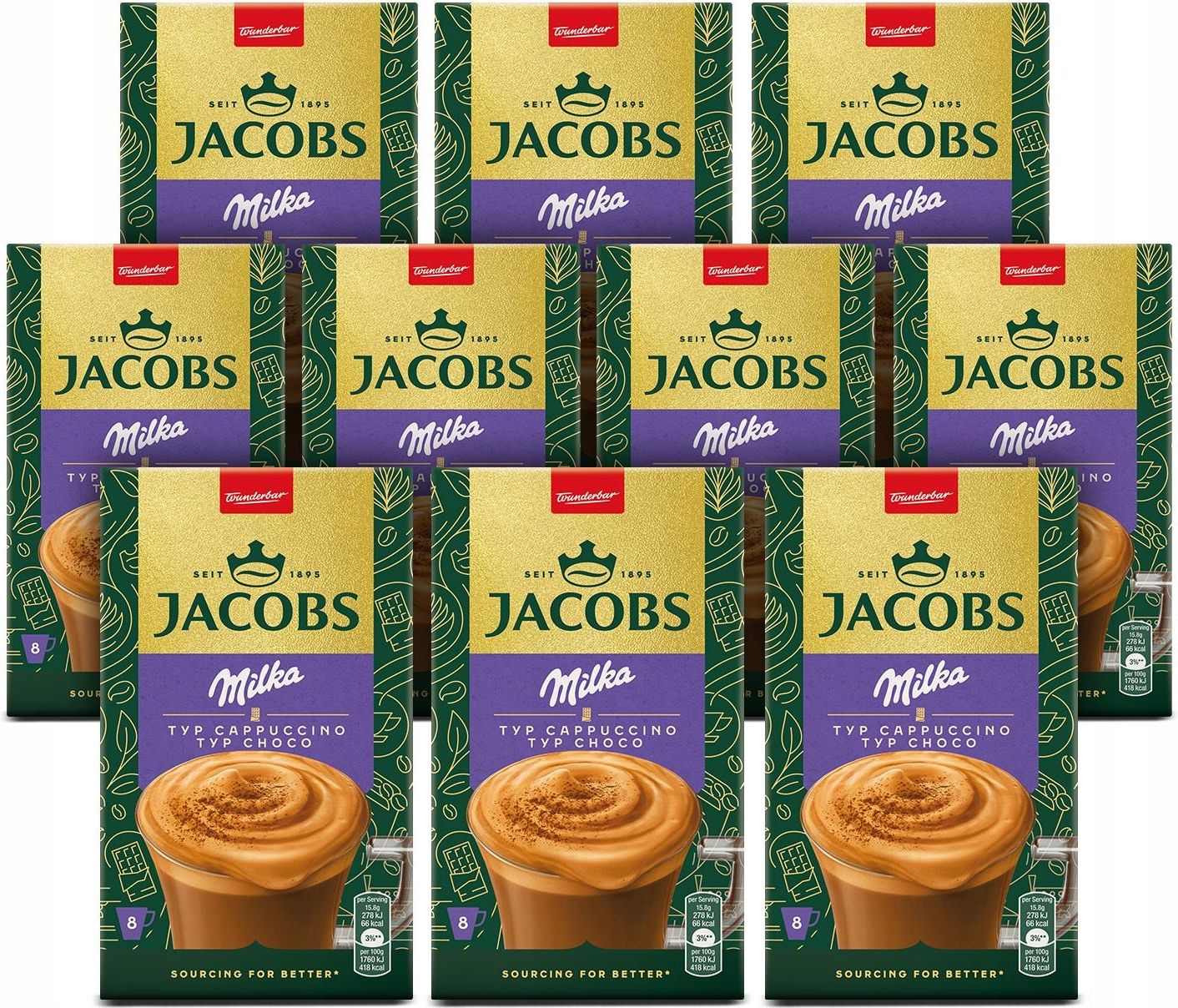 Kawa Jacobs Rozpuszczalna Smakowa Cappuccino Choco Milka 10 Opakowań ...