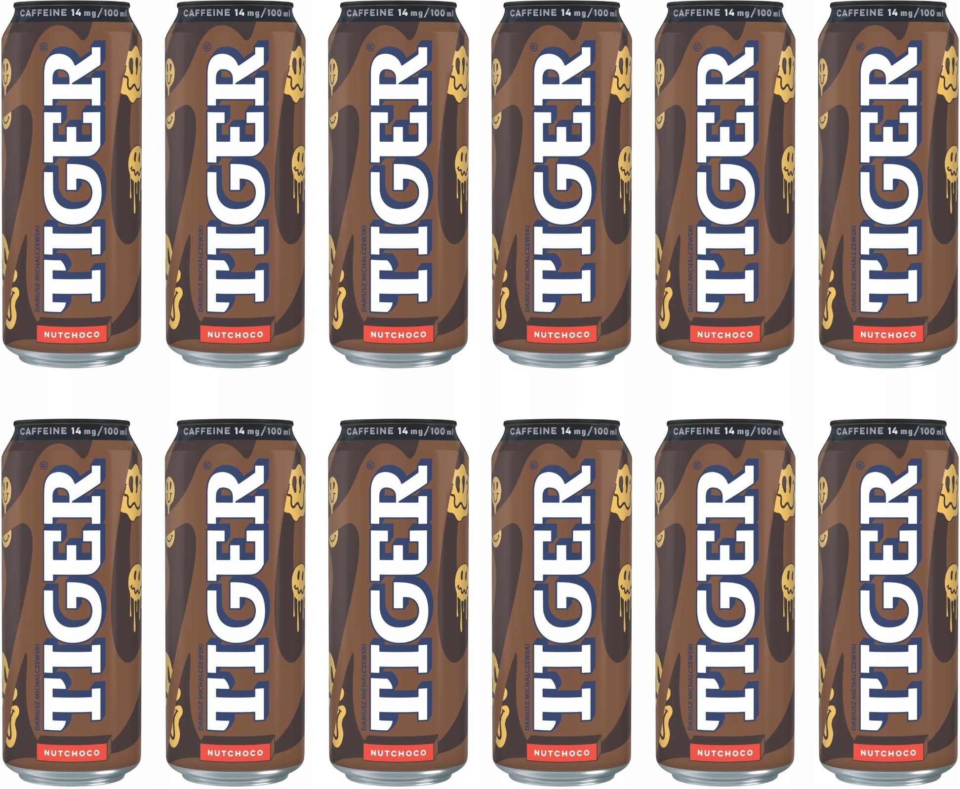 Tiger Gazowany Napój Energetyczny Orzech Karmel Czekolada 12X 500ml ...