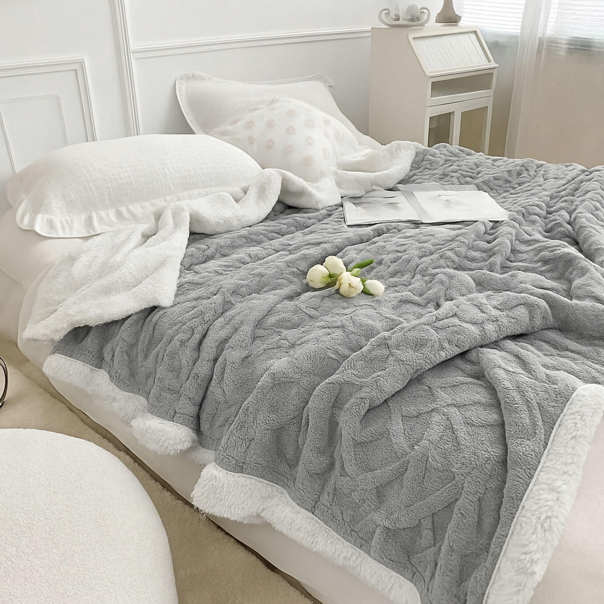 Domidekor Miękki Gruby Koc Narzuta Na Łóżko Kołdra Ciepła Puszysta ...