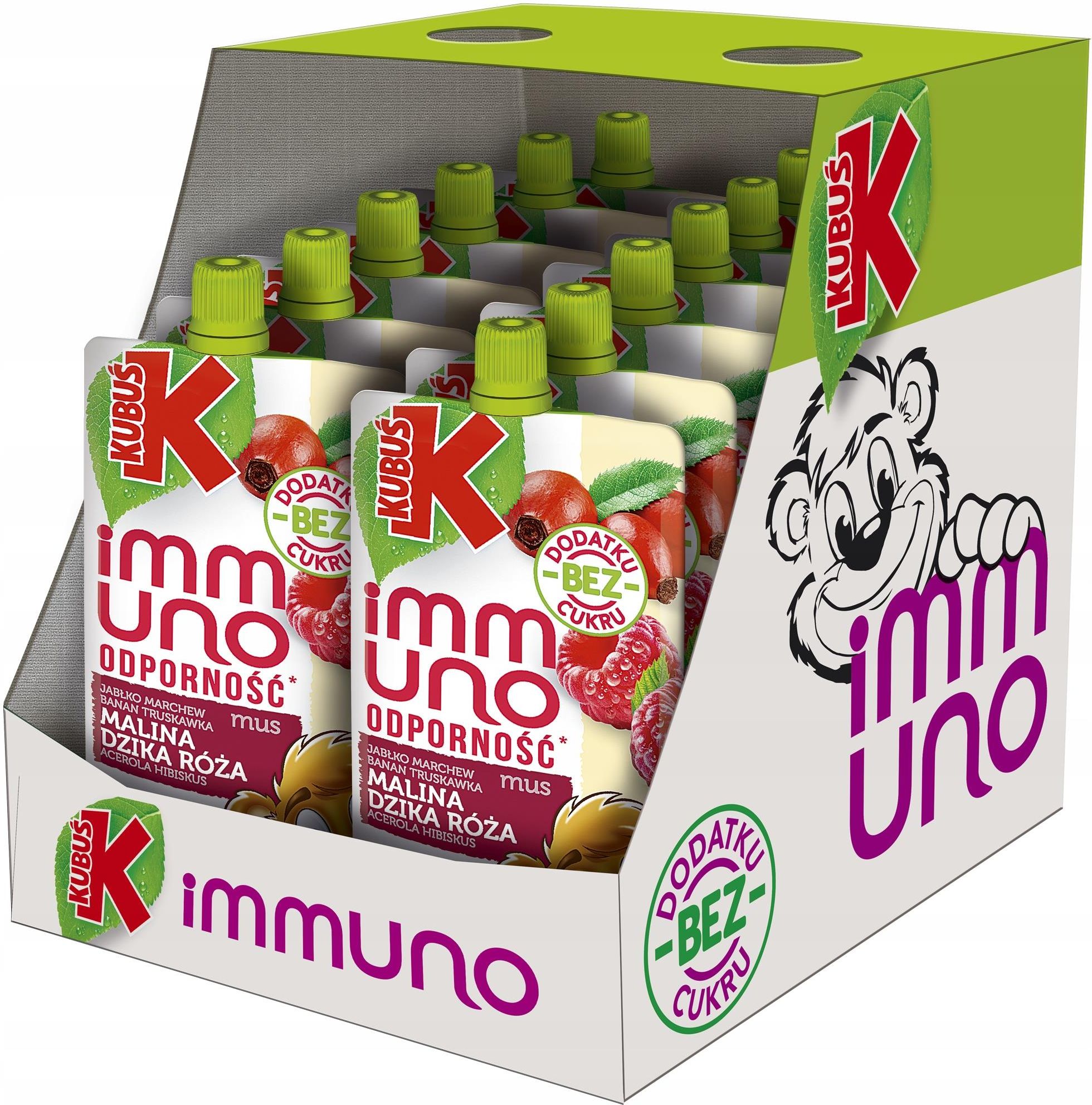 Kubuś Mus Immuno Dzika Róża Hibiskus 12x100G - Ceny i opinie - Ceneo.pl