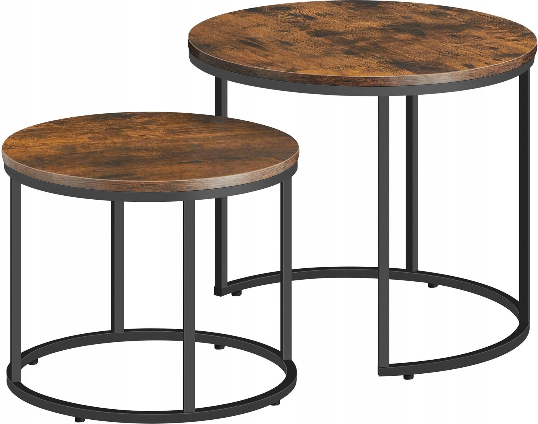 Mufart Stolik Kawowy Loft Okrągły Czarny Rustykalny Zestaw Stolików 2W1 ...