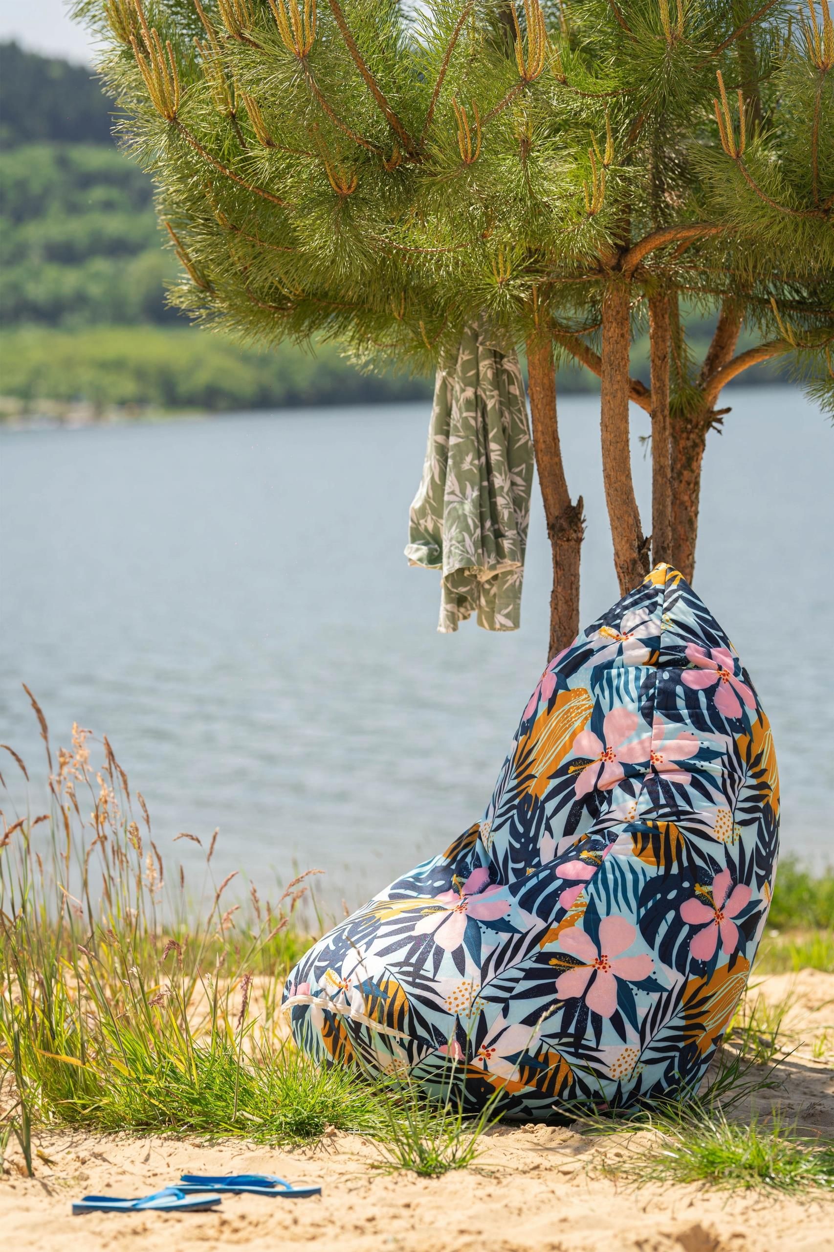 Allbag Fotel Pufa Sako Worek 80X120 Cm Czarna Mroczna Kwiatowa Dżungla ...