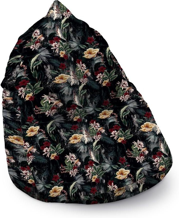 Allbag Fotel Pufa Sako Worek 80X120 Cm Czarna Mroczna Kwiatowa Dżungla ...