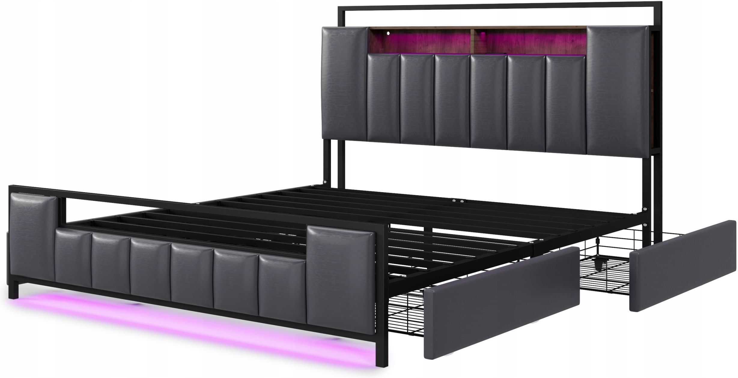 Arhatreya tapicerowane łóżko podwójne łóżko 160*200cm Światło Led Usb ...