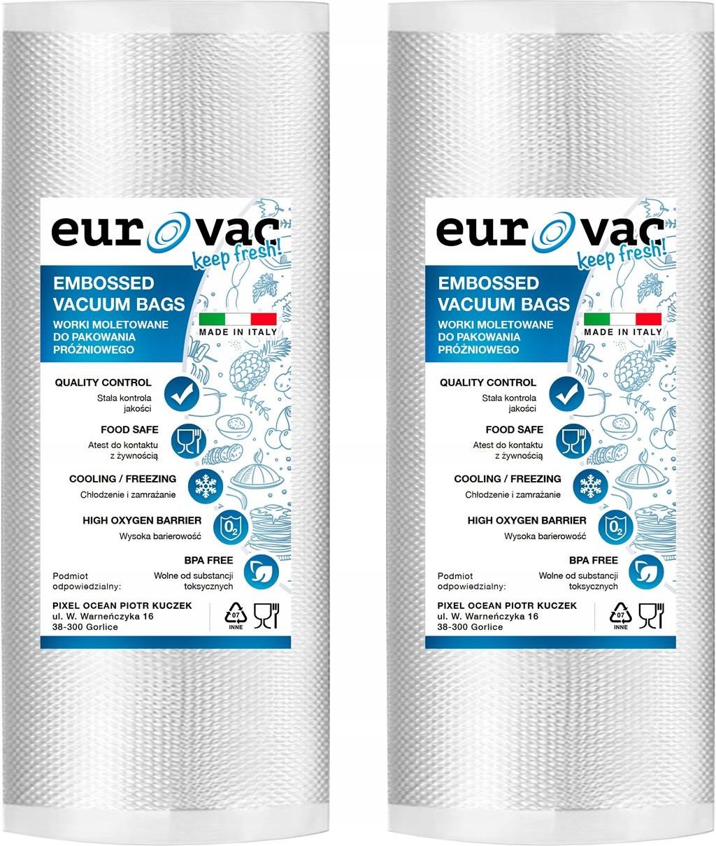 Eurovac Zestaw 2X Folia Rękaw Rolka Moletowana Próżniowa 20Cm 600Cm ...