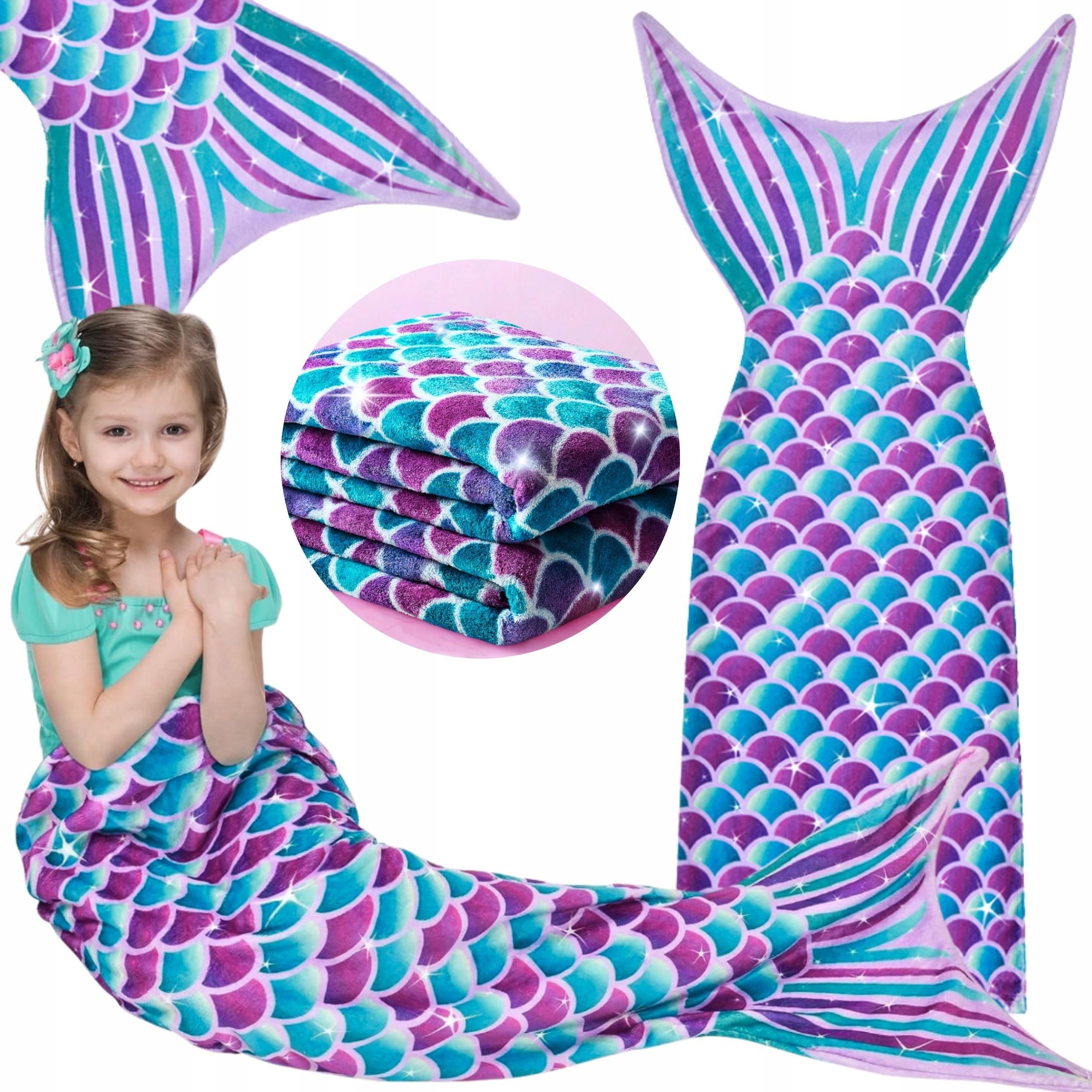 Ogon Syreny Syreni Koc Kocyk Syrenki Miękki Śpiwór Dla Dzieci Fioletowy ...