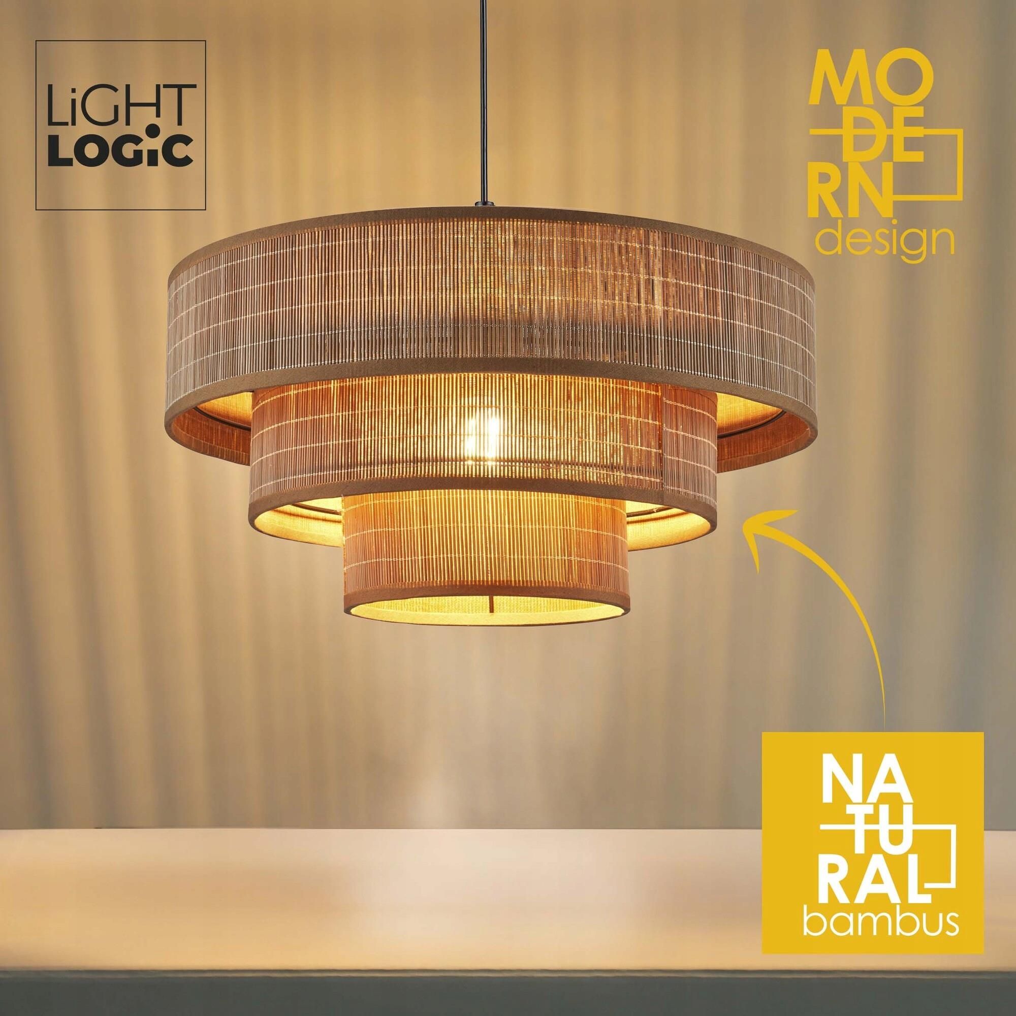 Lightlogic Lampa Wisząca Sufitowa Ll Darik E27 Pl Boho Do Led Bambus ...