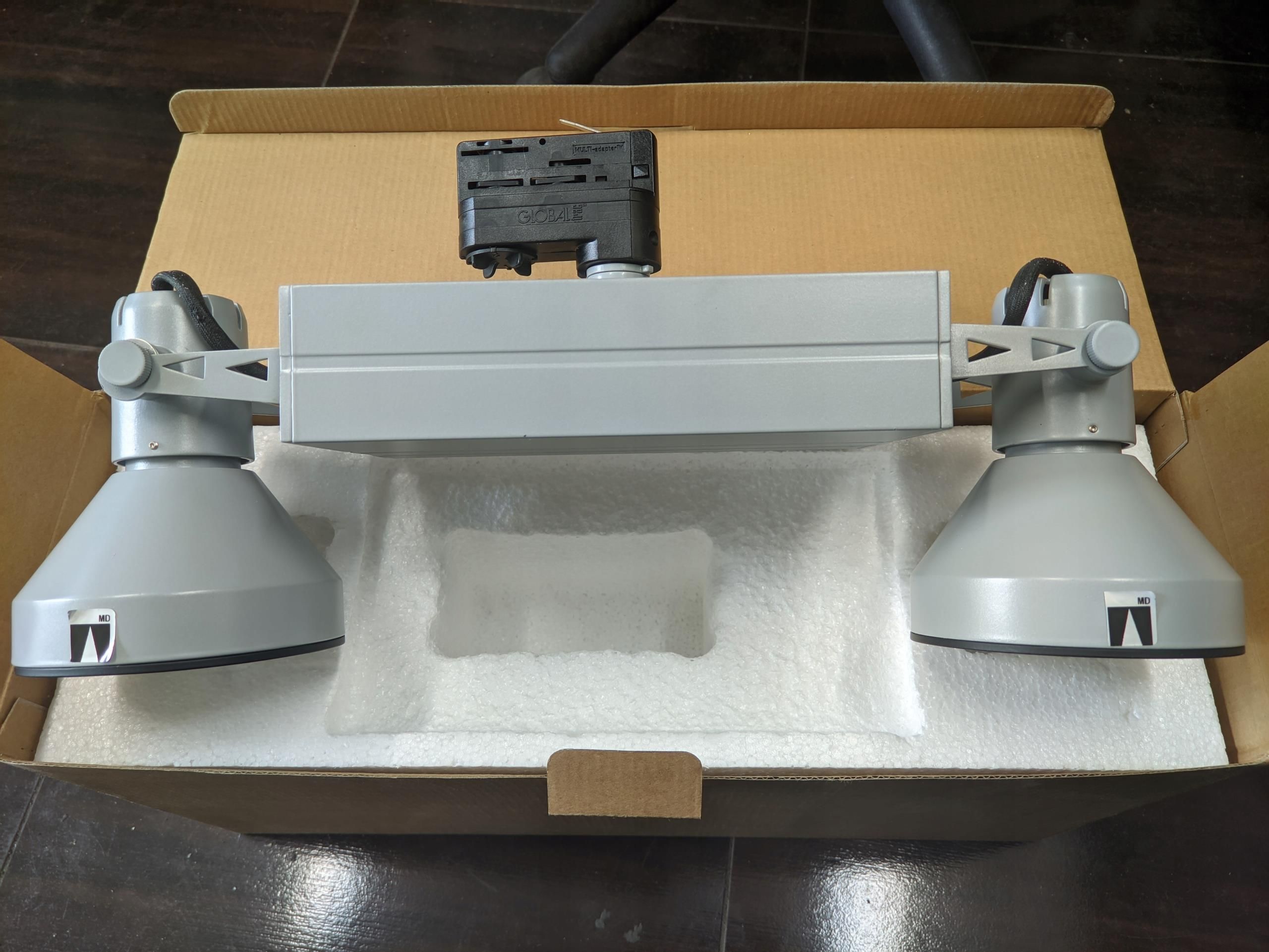 Lampa Sufitowa Kinkiet Podwójny Spot Ruchomy Reflektor Szara G12 Cdm-T ...
