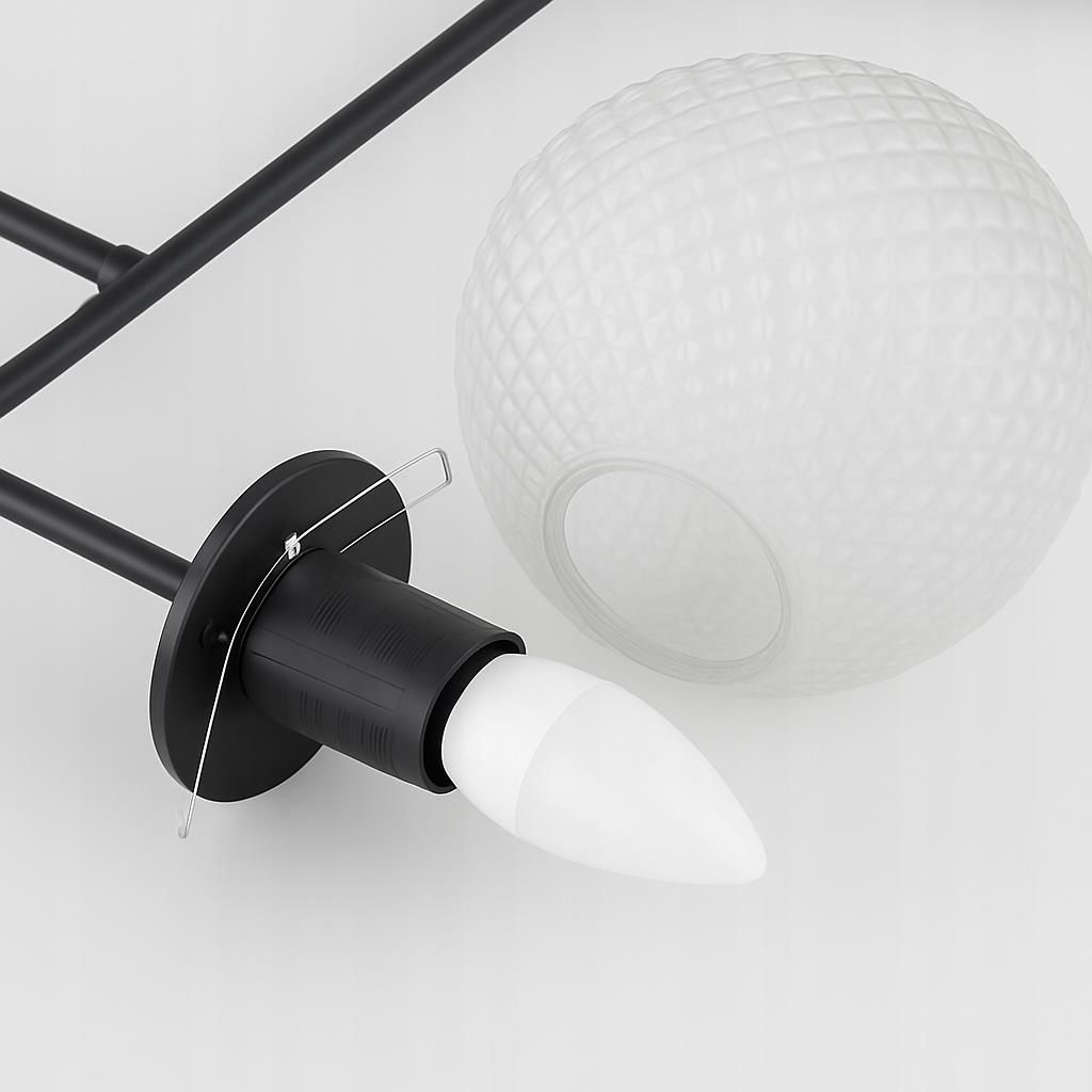 Lampa Sufitowa Żyrandol Szklane Przezroczyste Kule Kryształ Stella Led ...