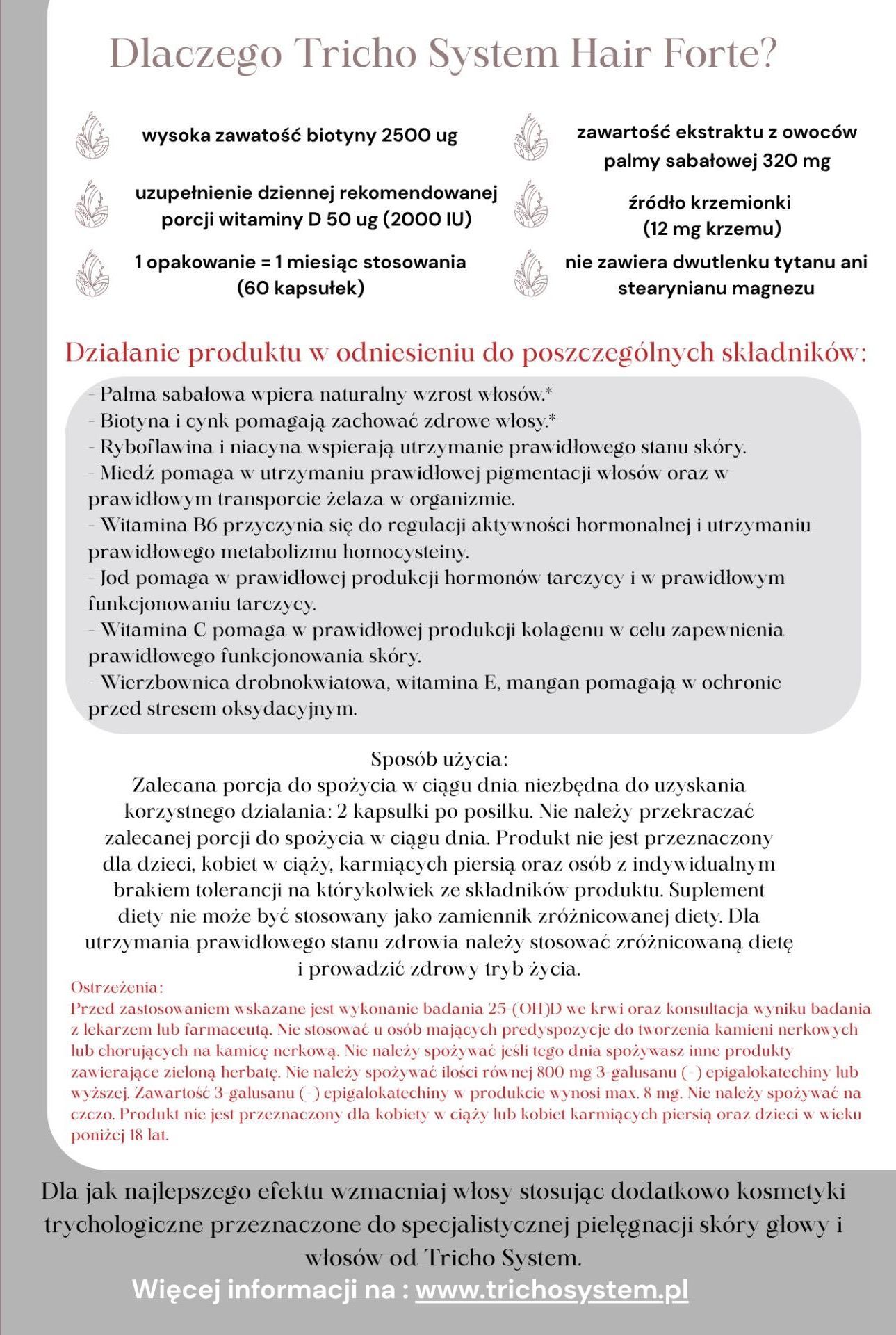 Tricho System Hair Forte - suplement diety, wspiera naturalny wzrost ...