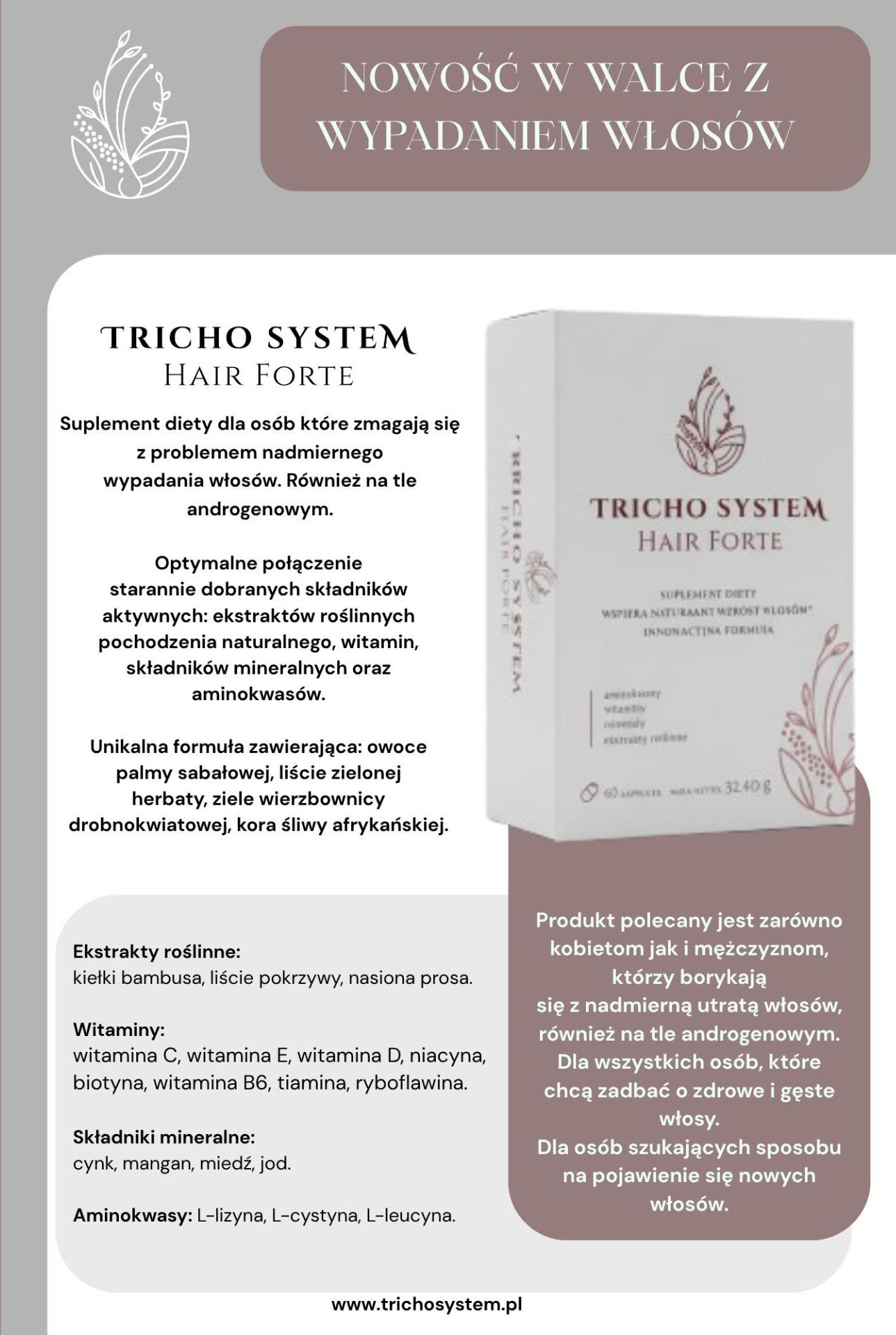 Tricho System Hair Forte - suplement diety, wspiera naturalny wzrost ...