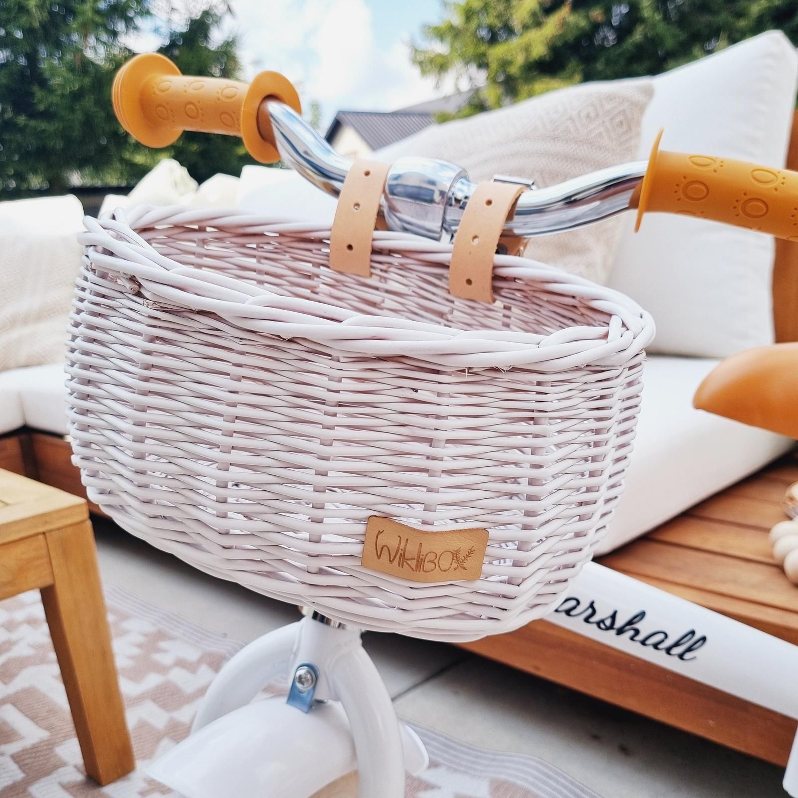 Wiklibox Wiklinowy Koszyk Na Rower Biegowy Hulajnogę Biały Paski ...