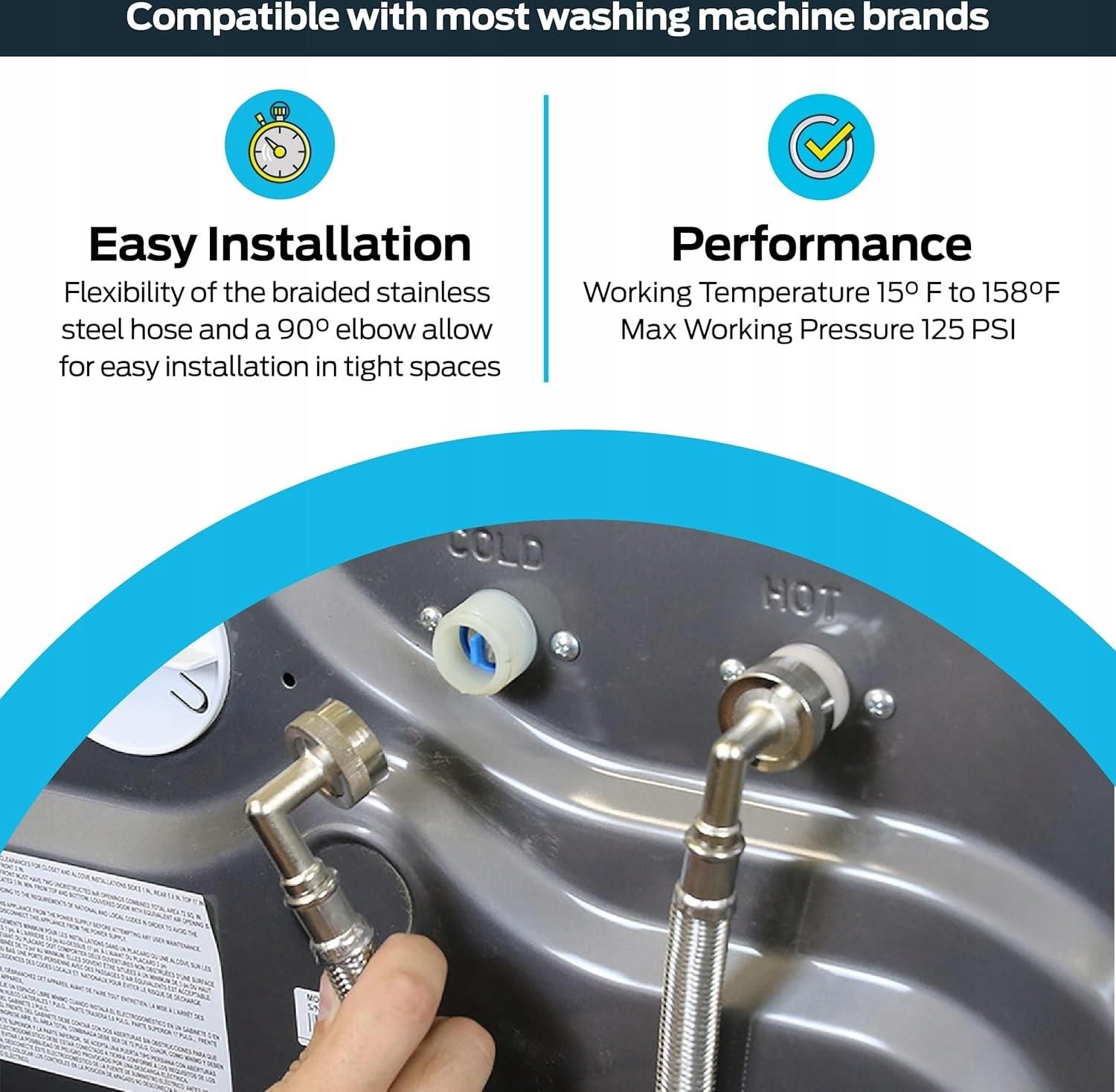 Złącze Węża Pralki Eastman 6 Stóp Z Kolankiem 3 4 Cala Fht X 3 4 Cala ...