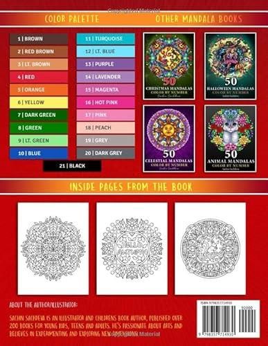 50 Autumn Mandalas Color By Number Coloring Book For Adults Features ...