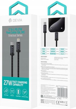 Devia kabel Gracious EC645 Pd Usb-c Lightning 1,0 m 27W 3A czarny ...