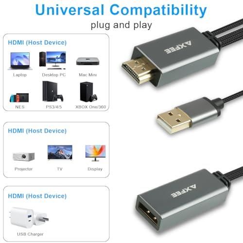 Axfee Adapter HDMI na DisplayPort, 4K 60 Hz konwerter, wyjście HDMI do ...