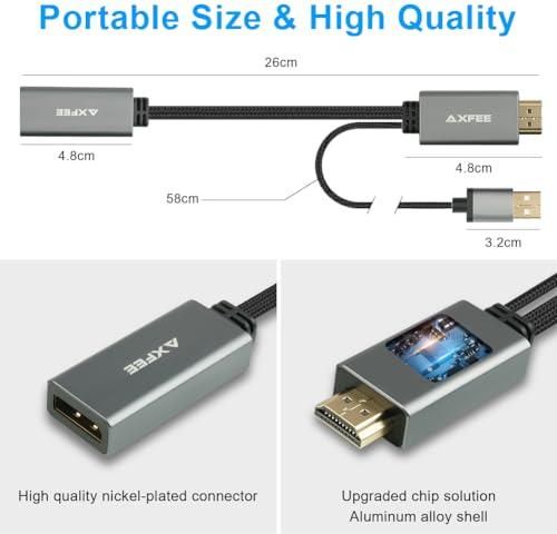 Axfee Adapter HDMI na DisplayPort, 4K 60 Hz konwerter, wyjście HDMI do ...