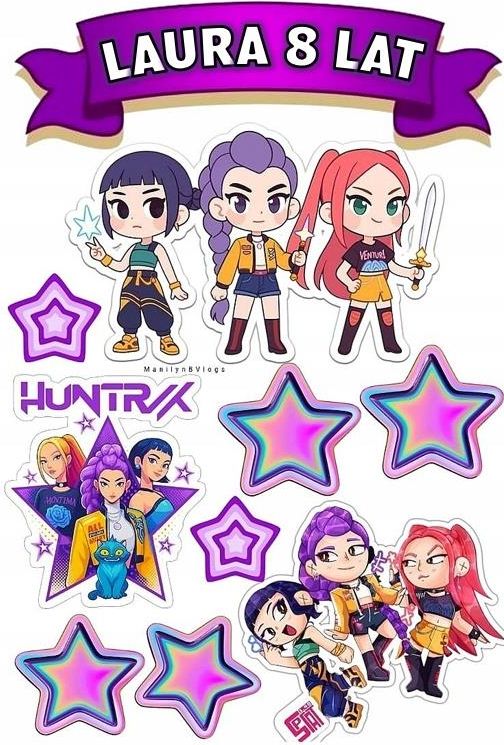 Tortowe Ozdoby Opłatek Na Tort Huntrix Kpop Demon Hunters Postacie ...