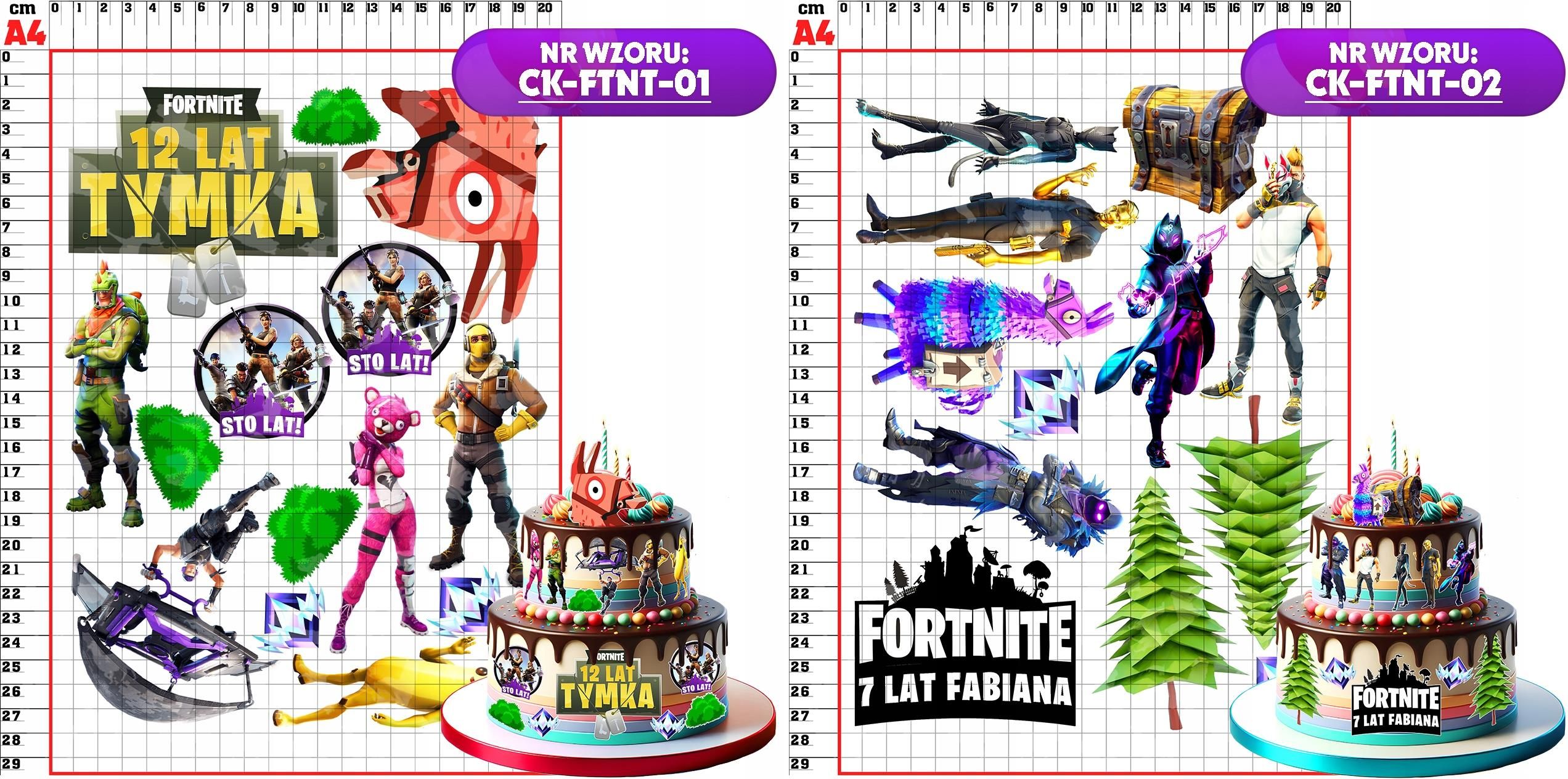 Lamparty Zestaw Wydruk Cukrowy Gra Fortnite Gracz Opłatek Na Tort Masie ...