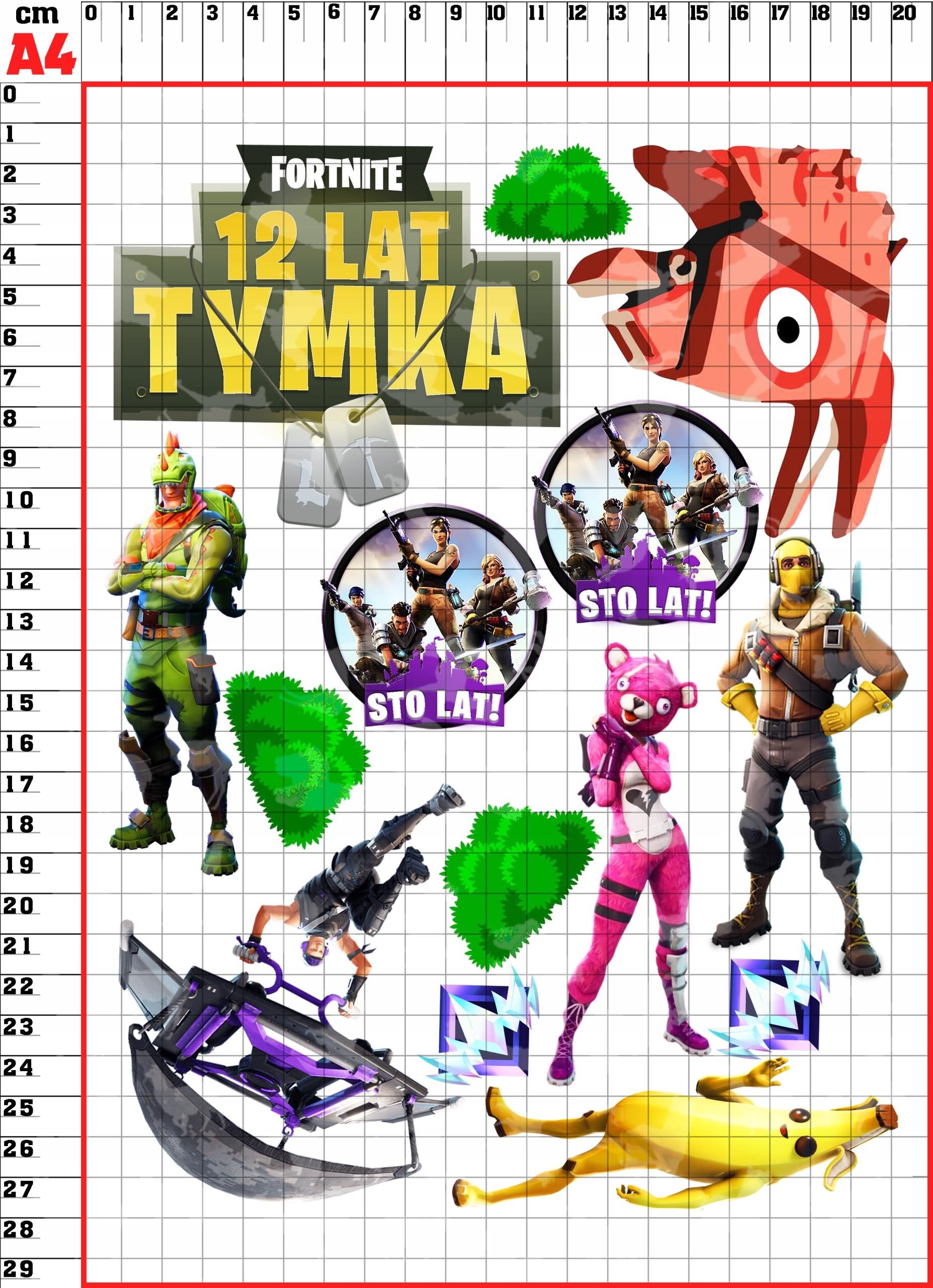 Lamparty Zestaw Wydruk Cukrowy Gra Fortnite Gracz Opłatek Na Tort Masie ...