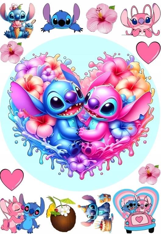 Tortowe Ozdoby Opłatek Na Tort Lilo I Stich Stitch Sticz Postacie Tekst ...