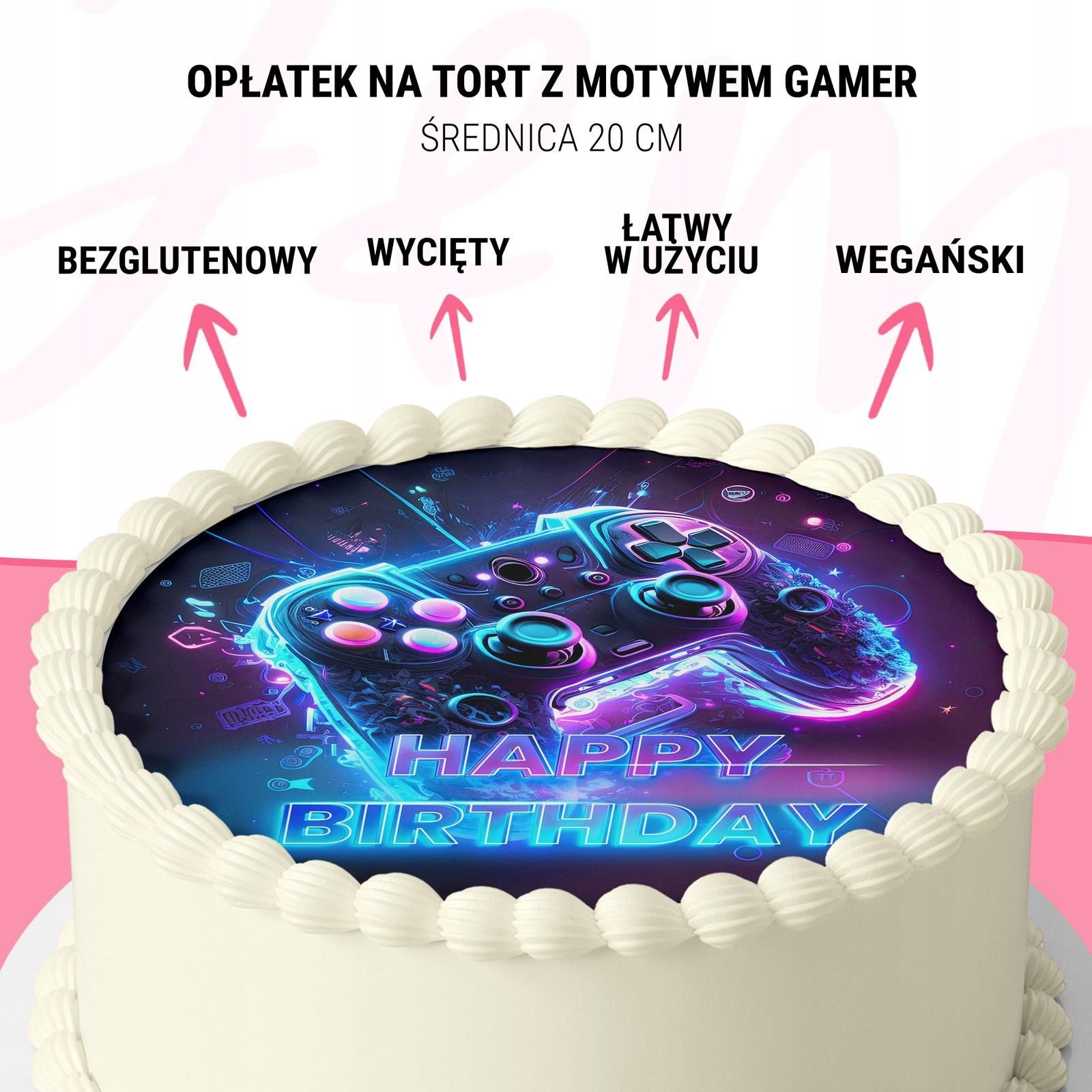 Opłatek Na Tort Pad Do Gier 20Cm Bezglutenowy Wycięty Personalizacja ...