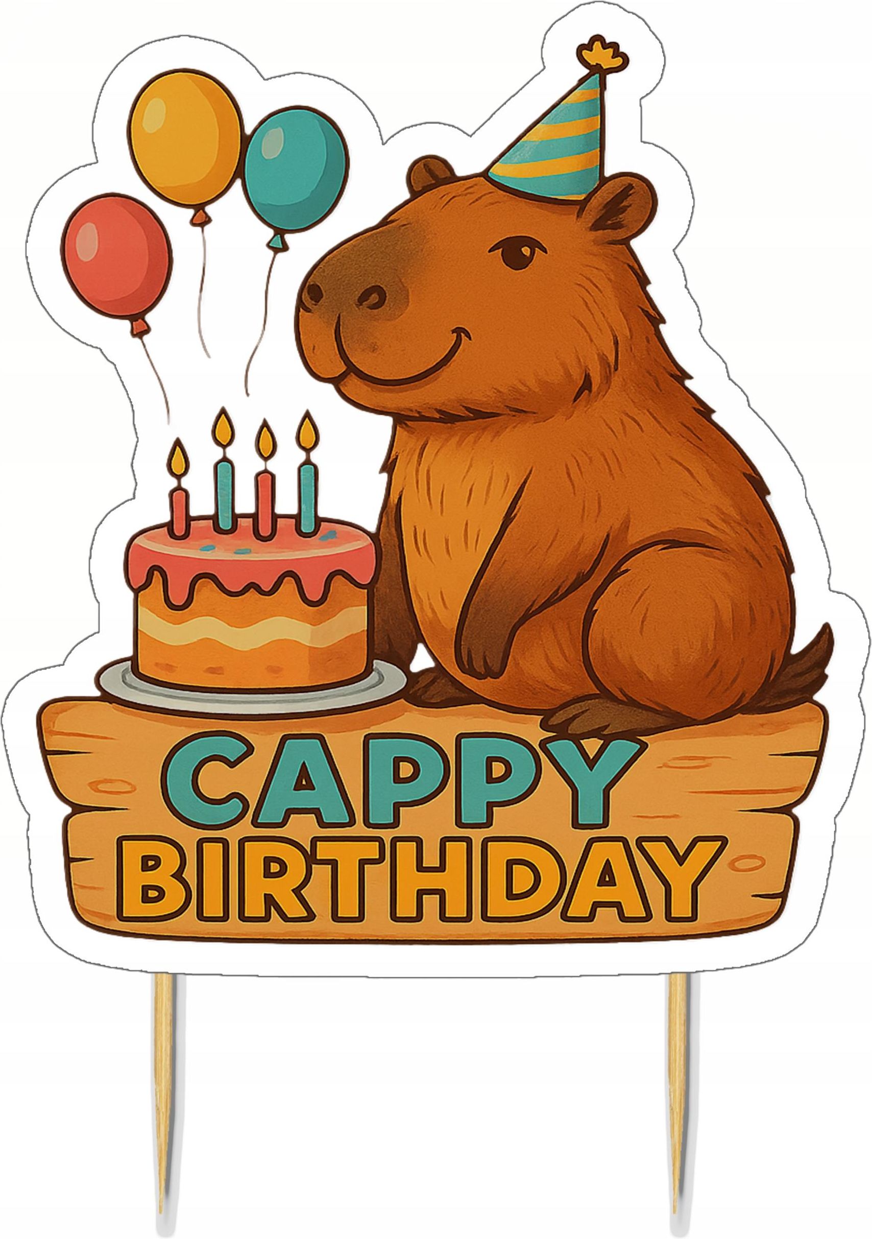 Topper Urodzinowy Tort Sto Lat Dekoracja Kapibara Kapibary Capybara ...