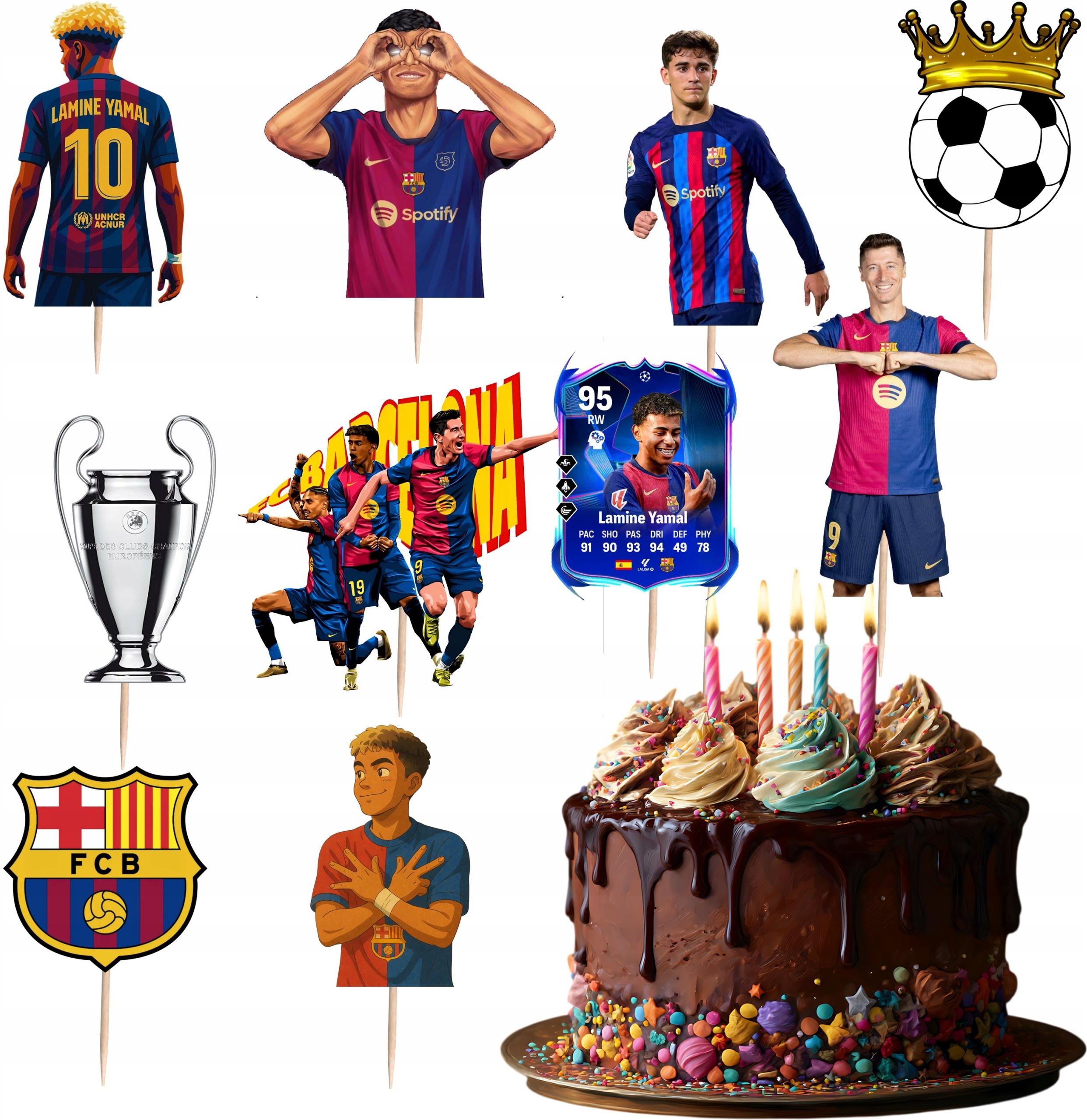 Toppery Toper Na Tort Barcelona Lamine Yamal Urodziny Ozdoba 10szt ...