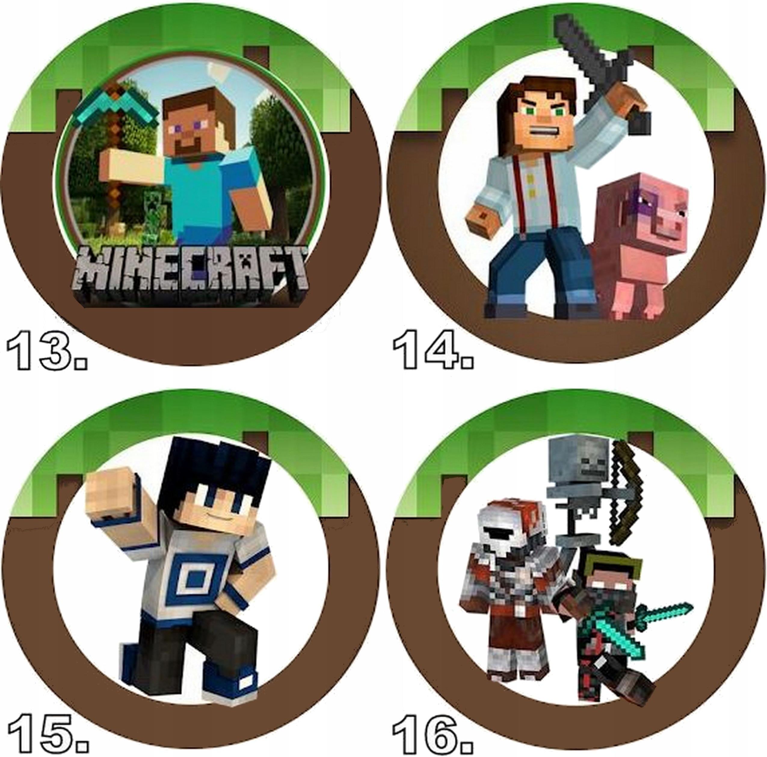 Opłatek Na Tort Minecraft 26Cm 2 Obwody Personalizowany Imię Urodziny ...